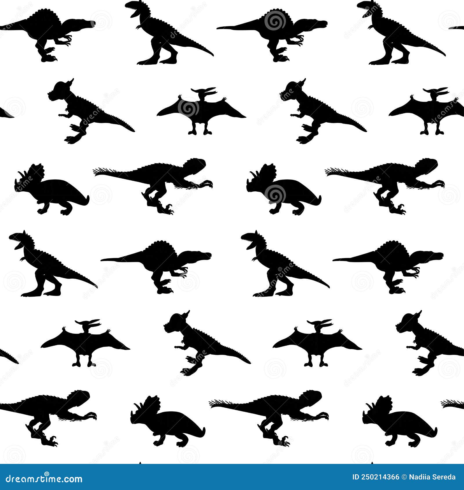 Dinosaurs Black Seamless Pattern Stock Vector - Illustration of ...