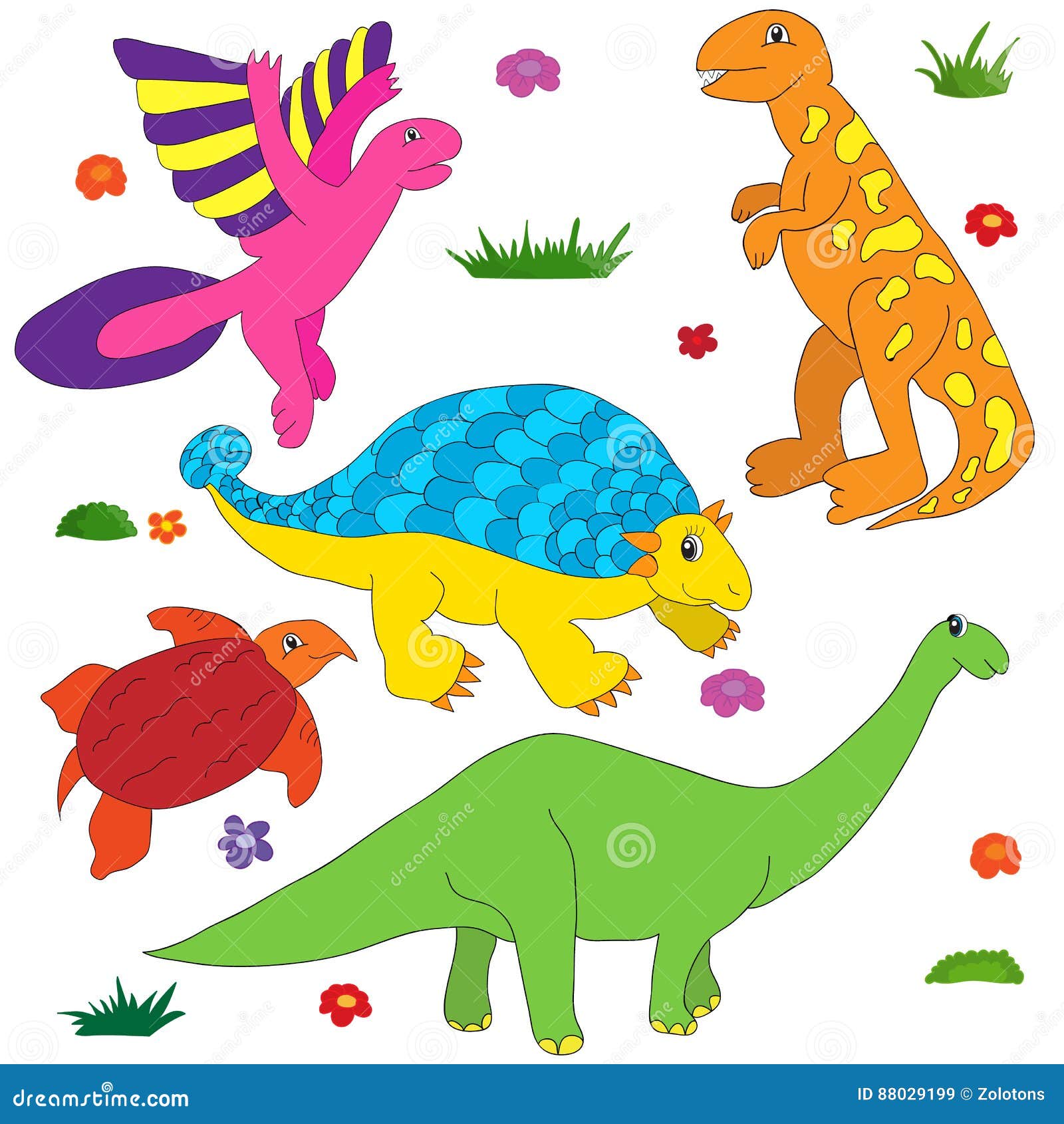 Dinosaurs Cartoon Coloring Colorful Stock Image | CartoonDealer.com ...