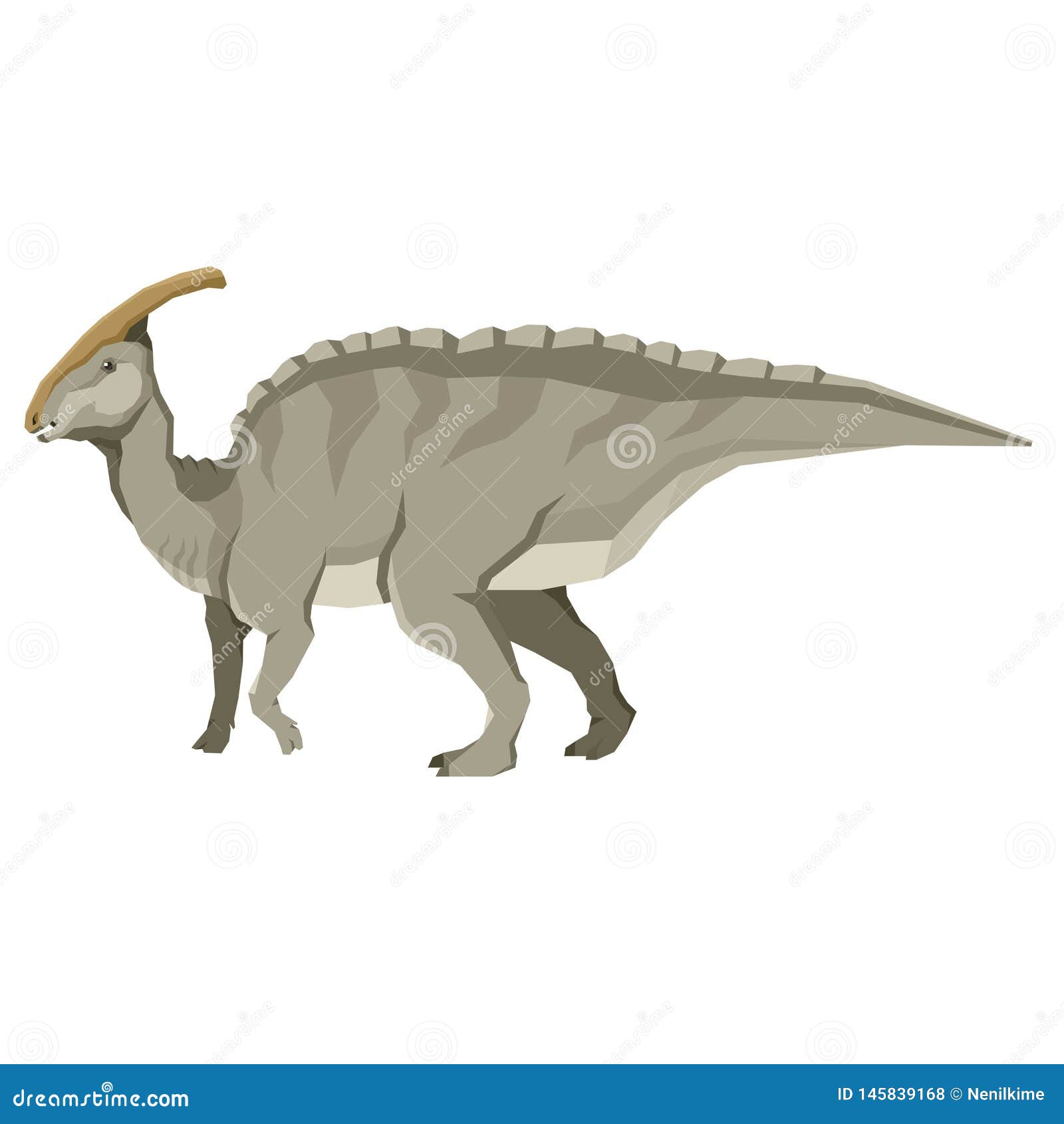 Dinosaurs Collection Hadrosaurus Vector Illustration Isolated Object ...