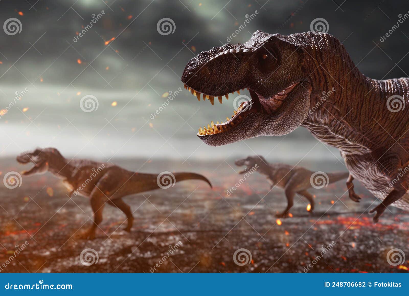 Dinosaurs 3d Render, Tyrannosaurus Rex In The Jungle Royalty-Free Stock ...