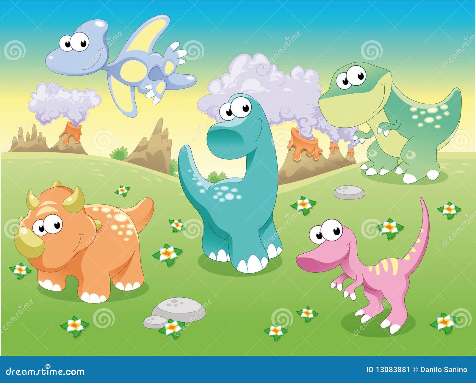 Dinosaurs Family with Background. Stock Vector - Illustration of nature ...