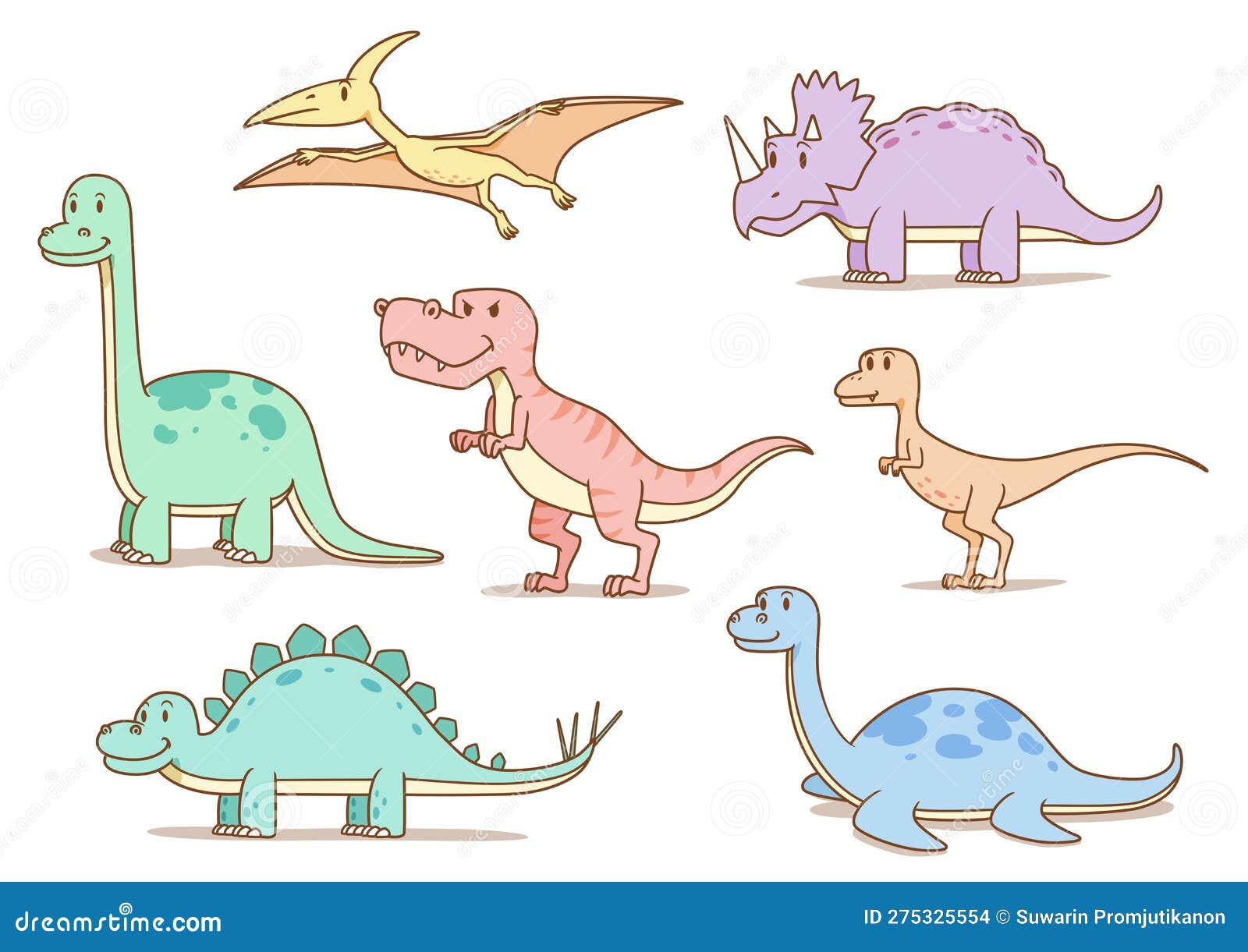 Dinosaurs in Pastel Colours. Stock Vector - Illustration of stegosaurus ...