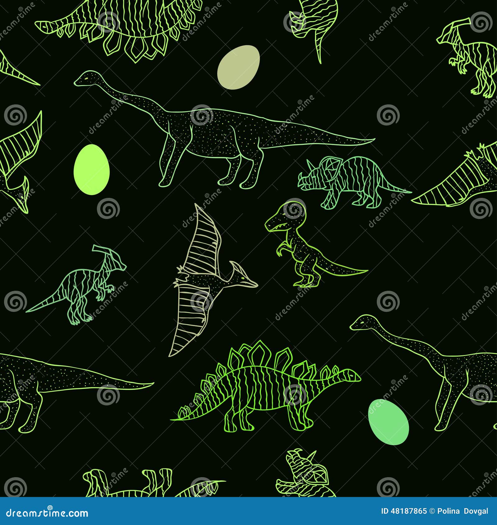 Dinosaurs Pattern Cartoon Vector | CartoonDealer.com #64768355