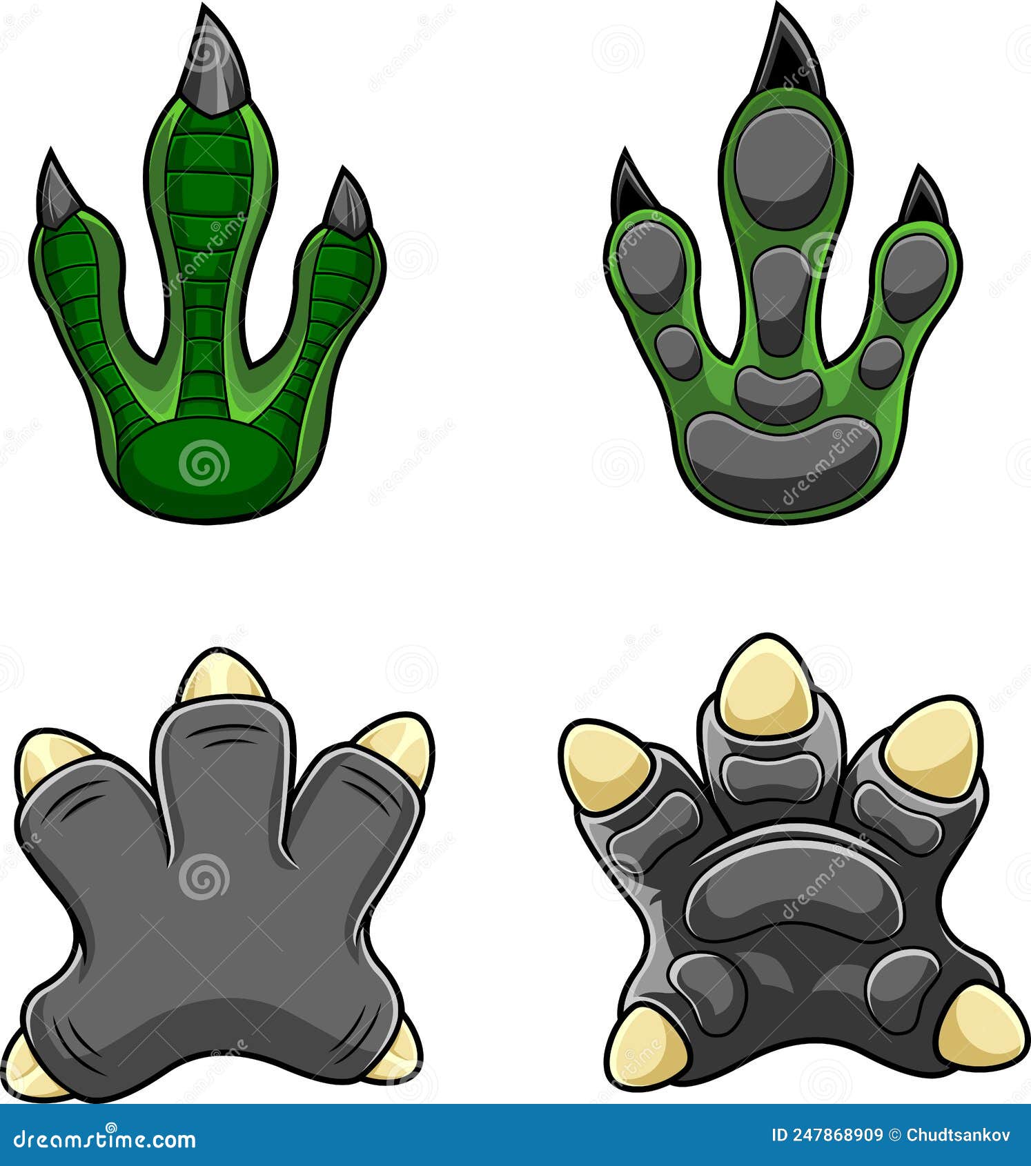 Dinosaurs Paw with Claws Print Logo Design. Vector Hand Drawn ...