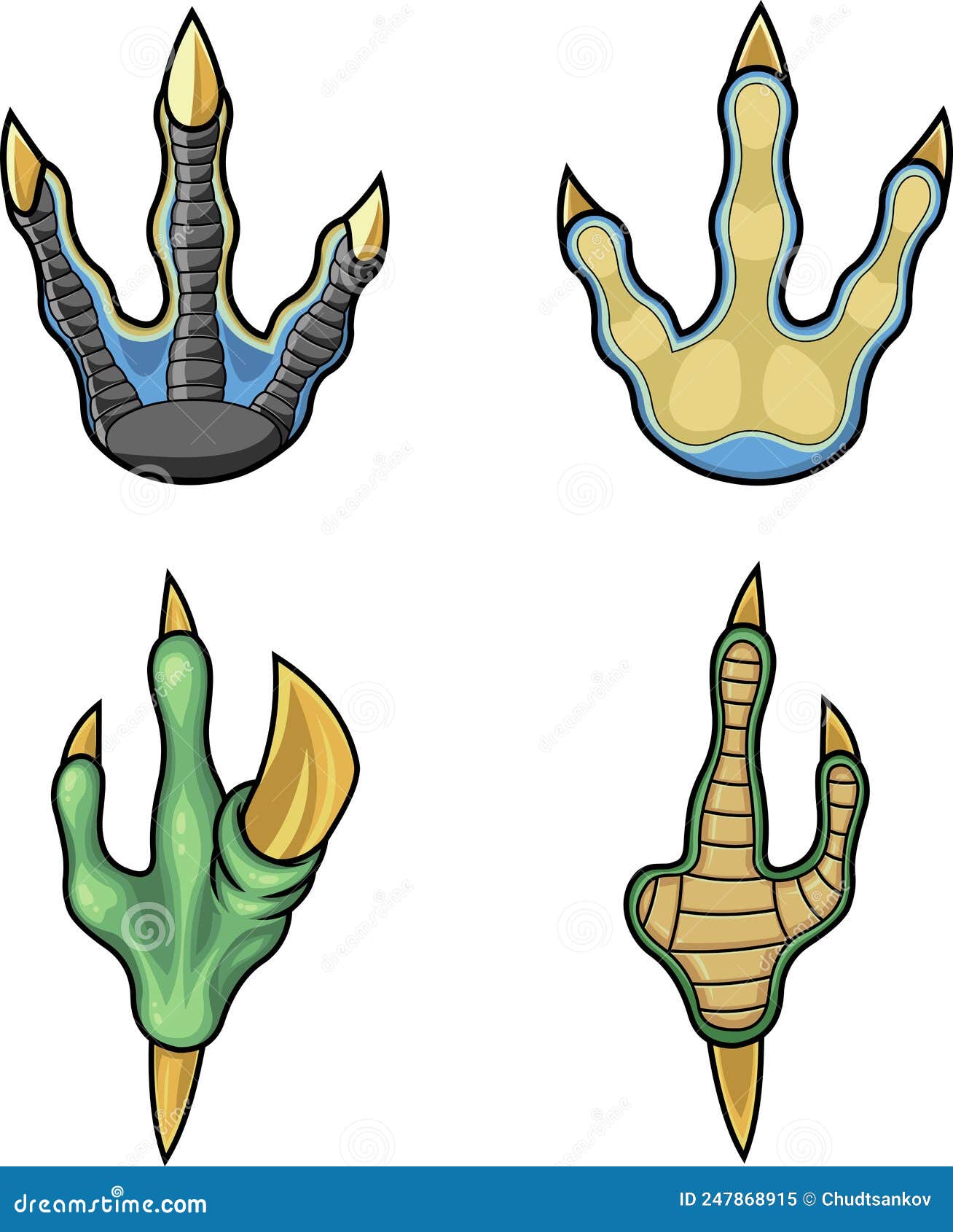 Dinosaurs Paw with Claws Print Logo Design. Vector Hand Drawn ...