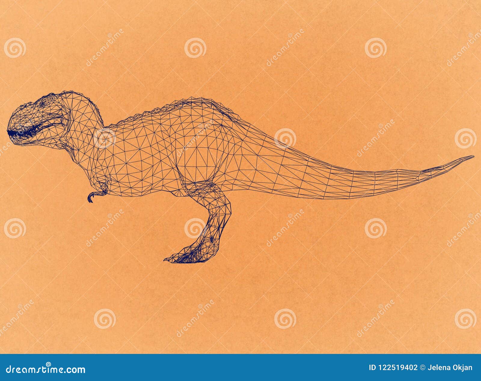 Dinosaurs - Retro Architect Blueprint Stock Illustration - Illustration ...