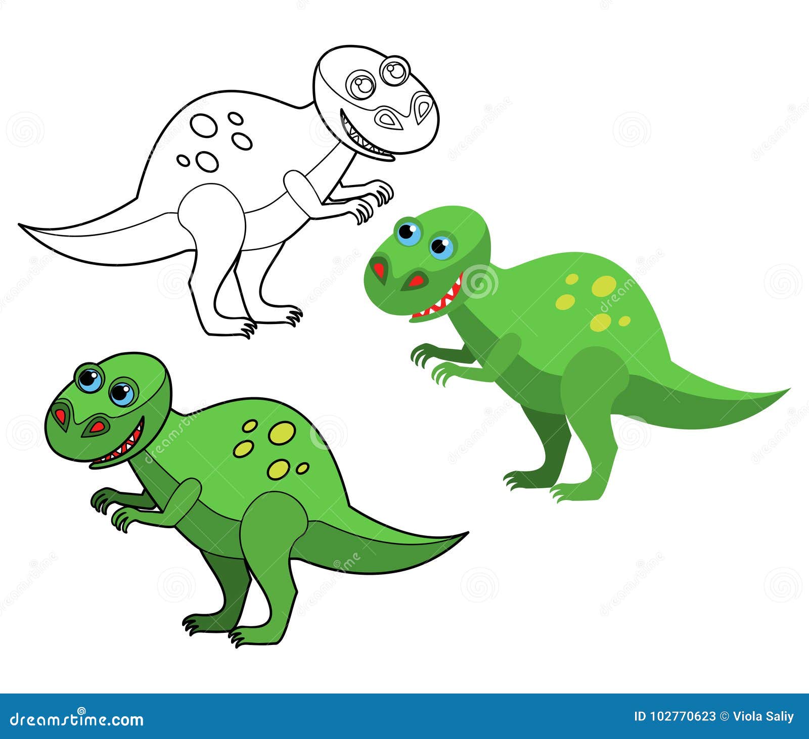 Dinosaurs set contour stock illustration. Illustration of animal ...