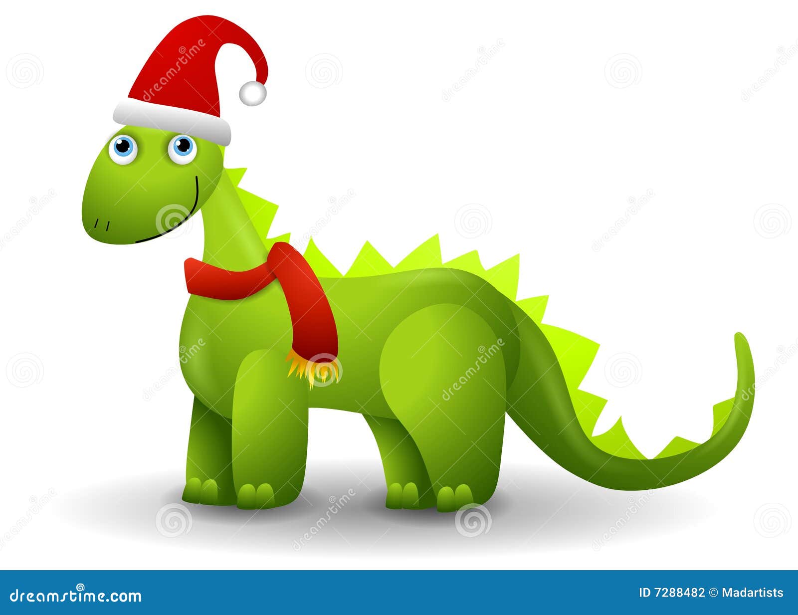 Dinosaurus in De Hoed Van De Kerstman Stock Illustratie - Illustration ...