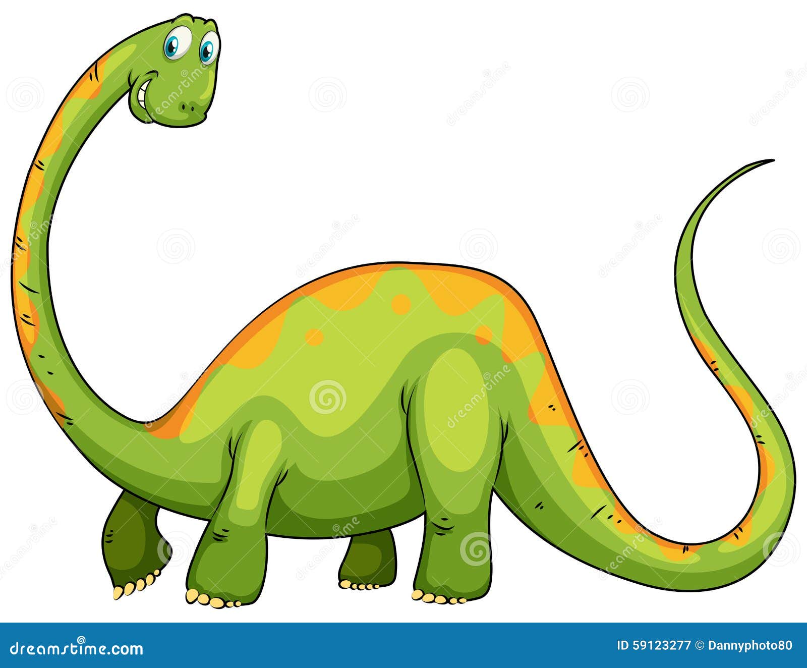 Dinosaurus Met Lange Hals En Staart Vector Illustratie - Illustration of schepsel, zoogdier ...