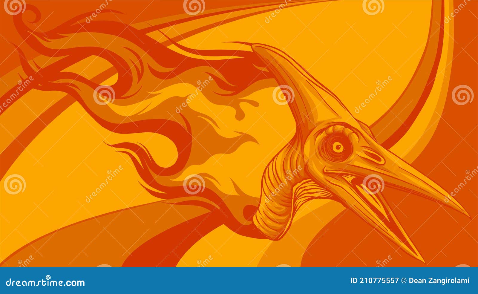 Dinosaurus Pteranodon Head with Flames Vector Illustration Design Stock ...