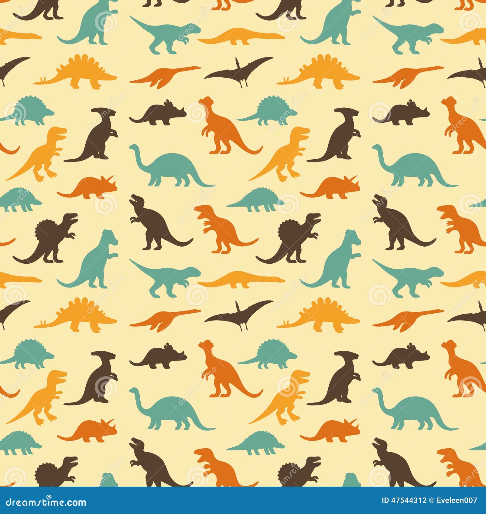 Dinosaurus retro patroon vector illustratie. Illustration of ...