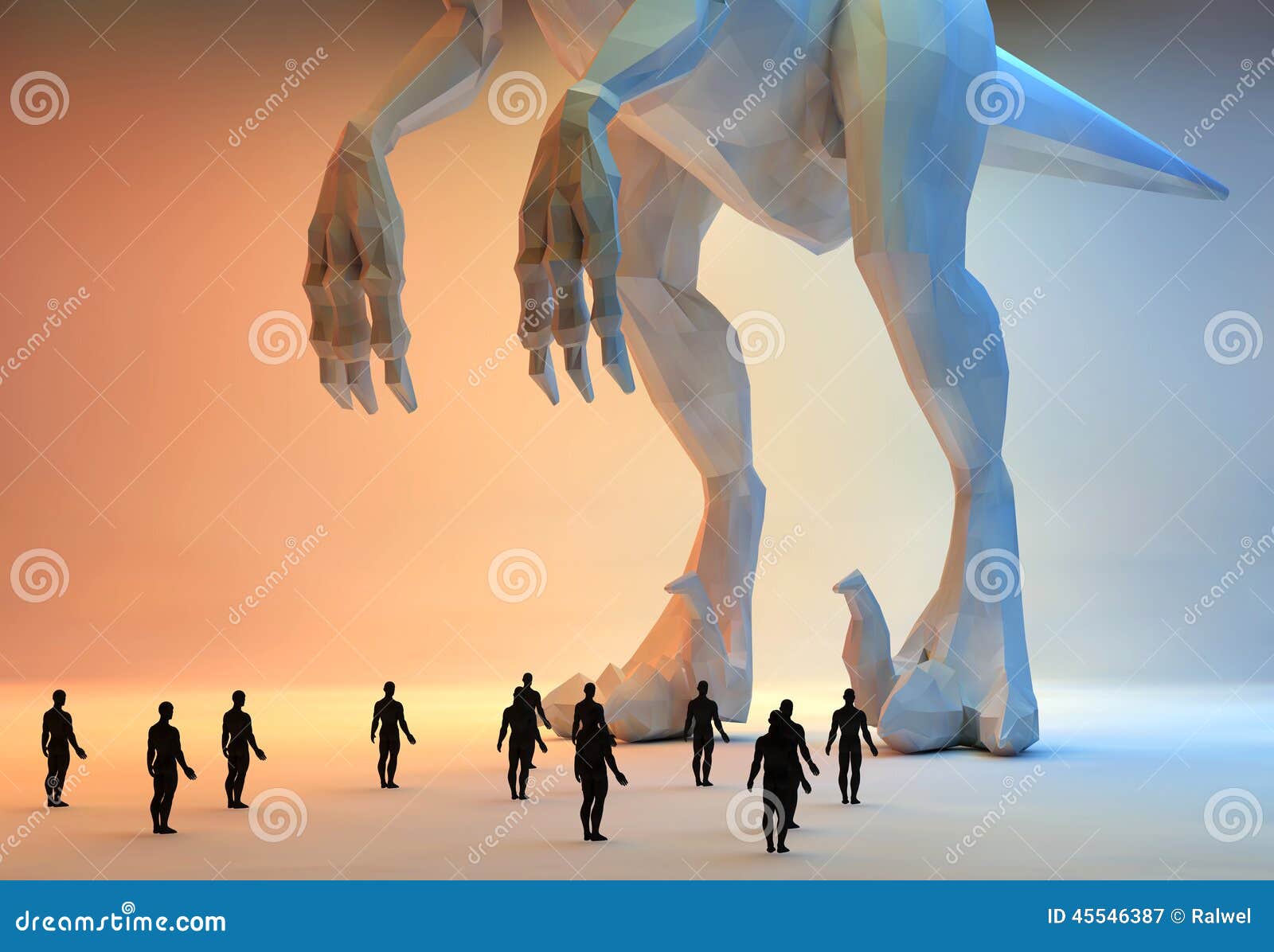 Dinosaurus and Small People Stock Illustration - Illustration of ...