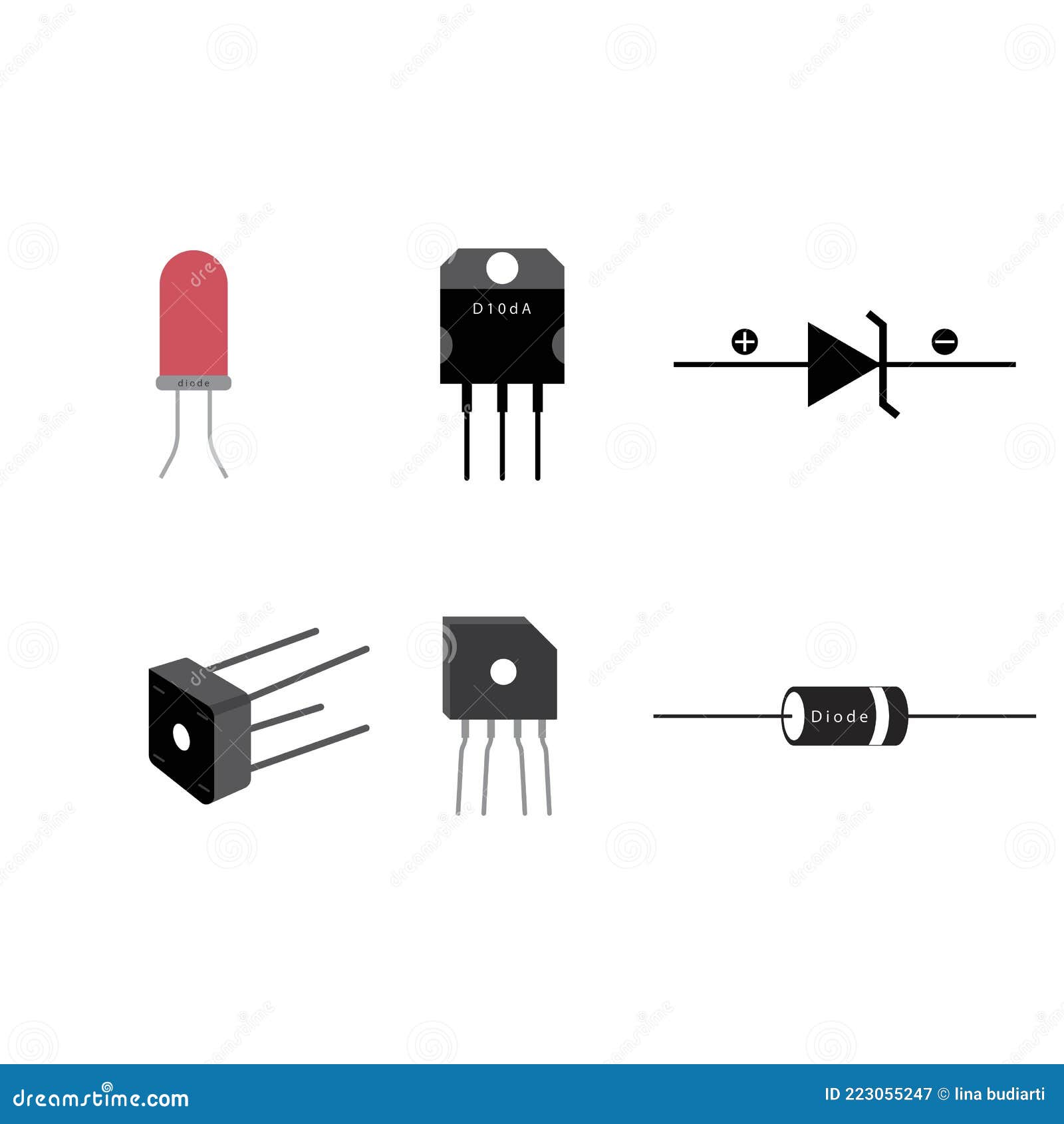 Diode icon stock vector. Illustration of emitting, electronic - 223055247
