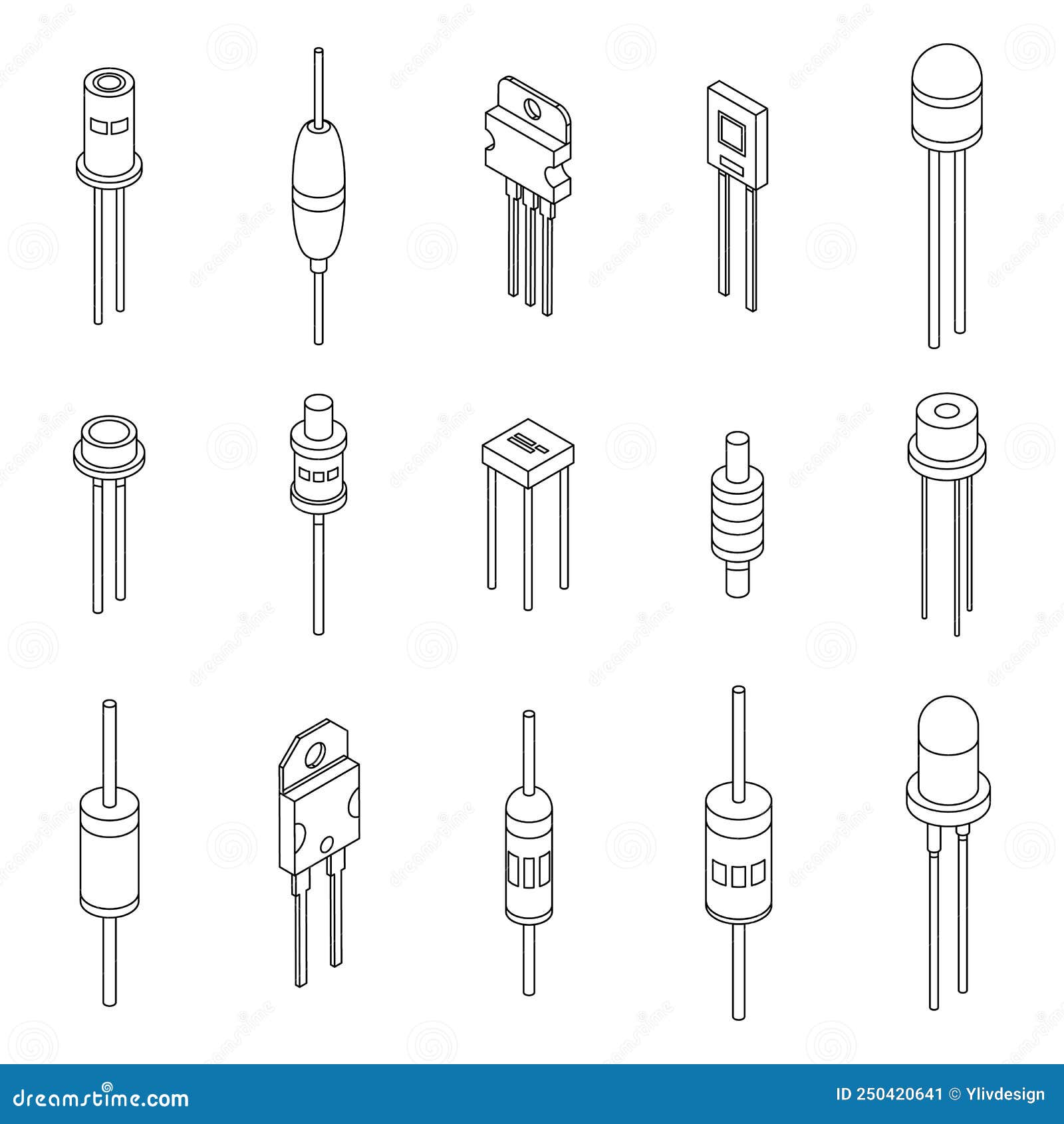 Diode Icons With Long Shadow Cartoon Vector | CartoonDealer.com #116607029