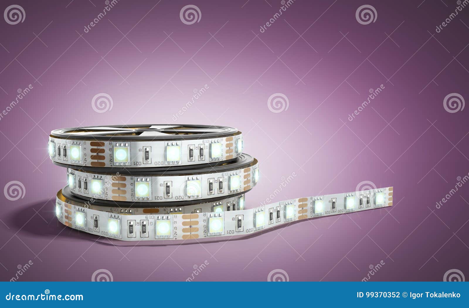 Diode Strip Led Lights Tape in Holder Close-up 3d Render on Darck Stock ...