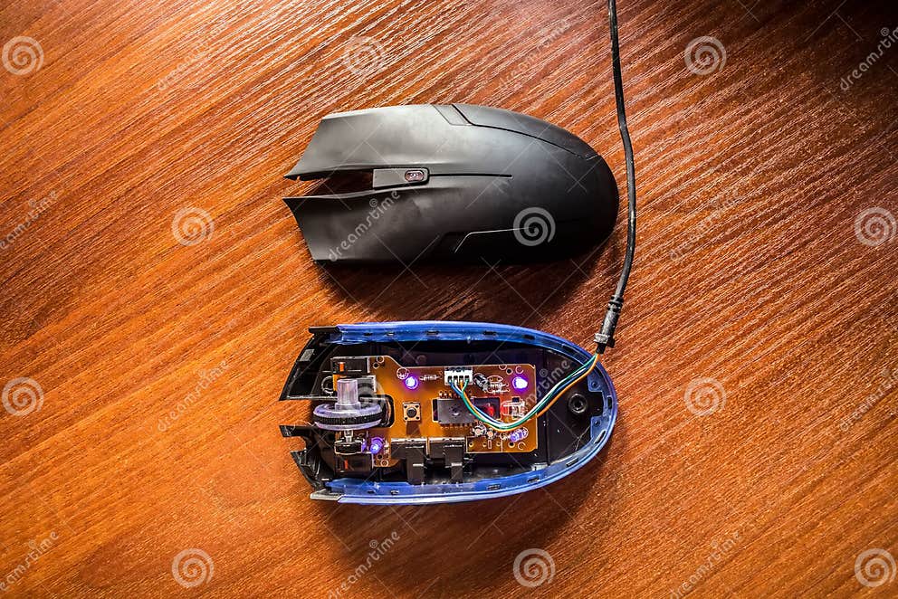 Diodes Glow on an Exploded Computer Mouse Stock Image - Image of ...