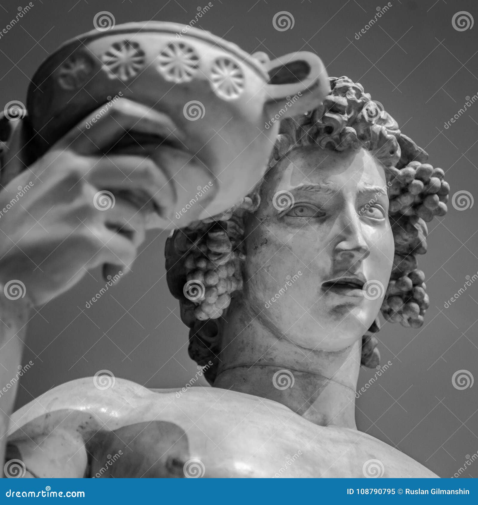 Dionysus Bacchus Wine Statue Portrait Stock Image - Image of ...