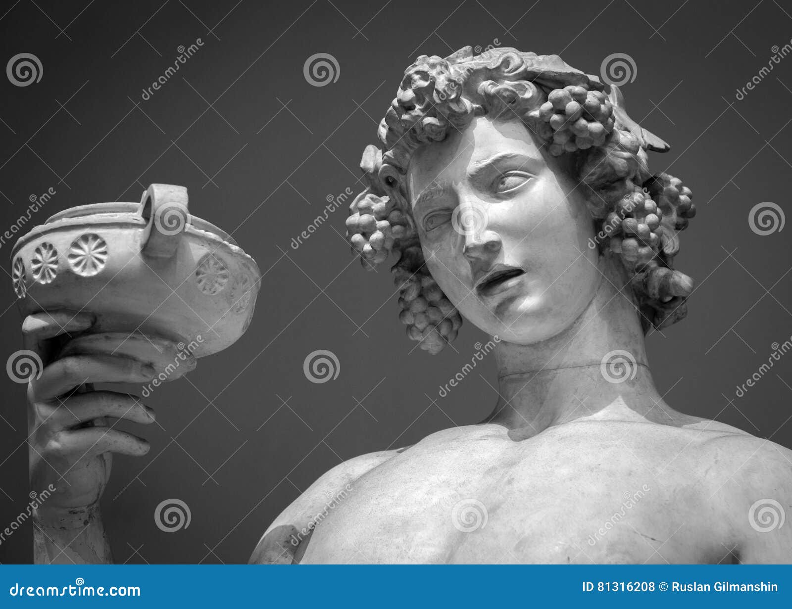 Dionysus Bacchus Wine Statue Portrait Stock Photo - Image of hero ...