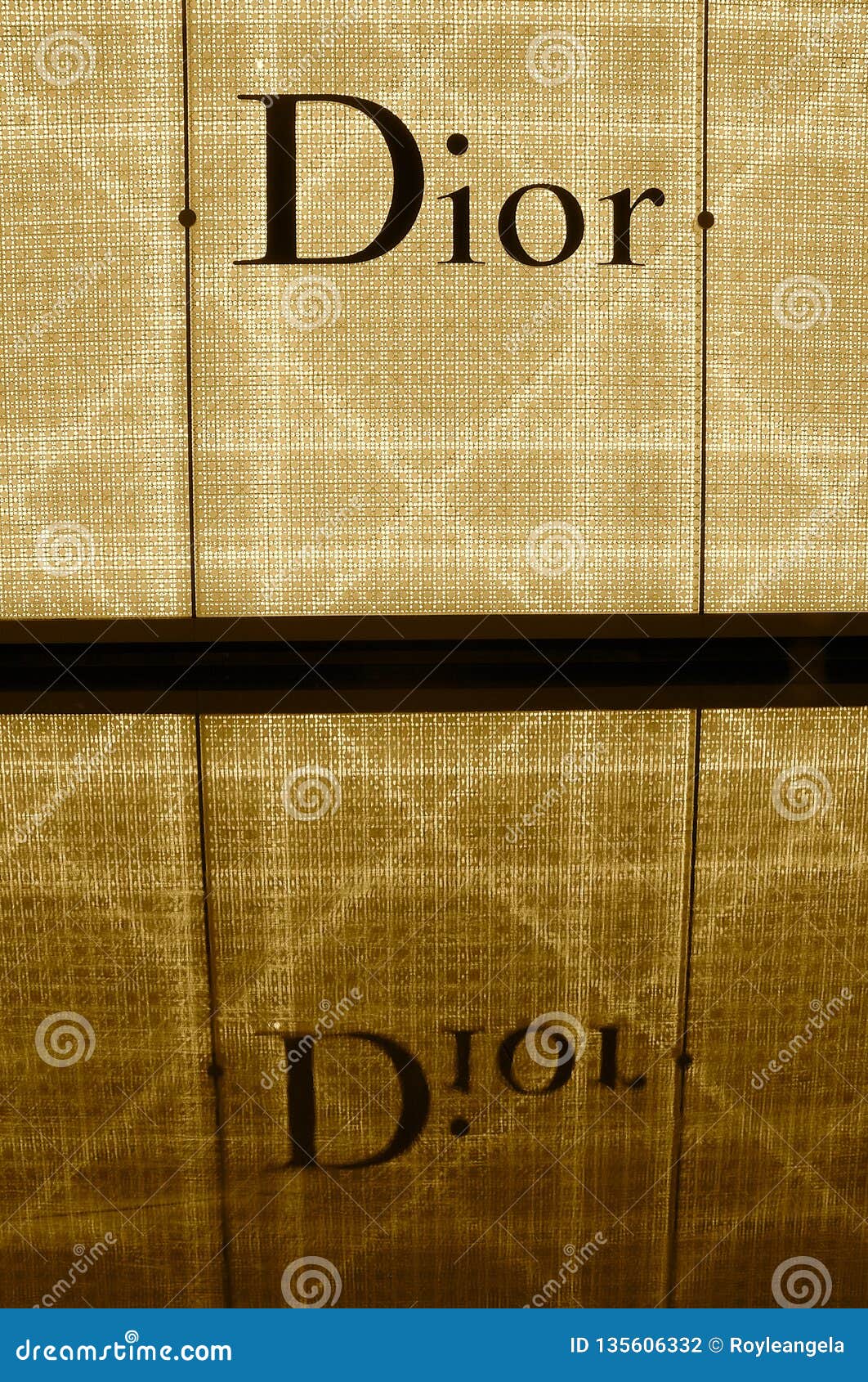 Dior sign and reflection editorial photography. Image of jewellers ...