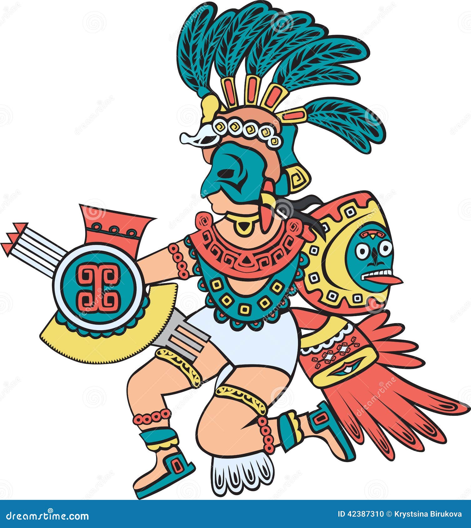 Dios Azteca, Versión Del Color Ilustración del Vector - Imagen: 42387310