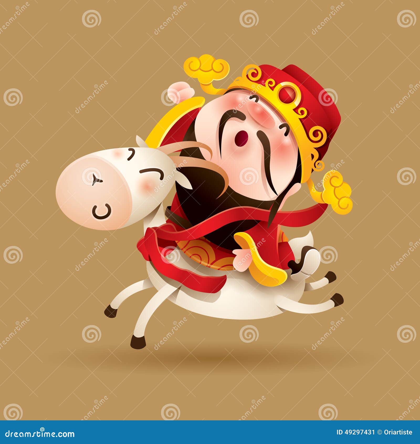 Dios Chino De La Riqueza Y De La Cabra Ilustración del Vector ...