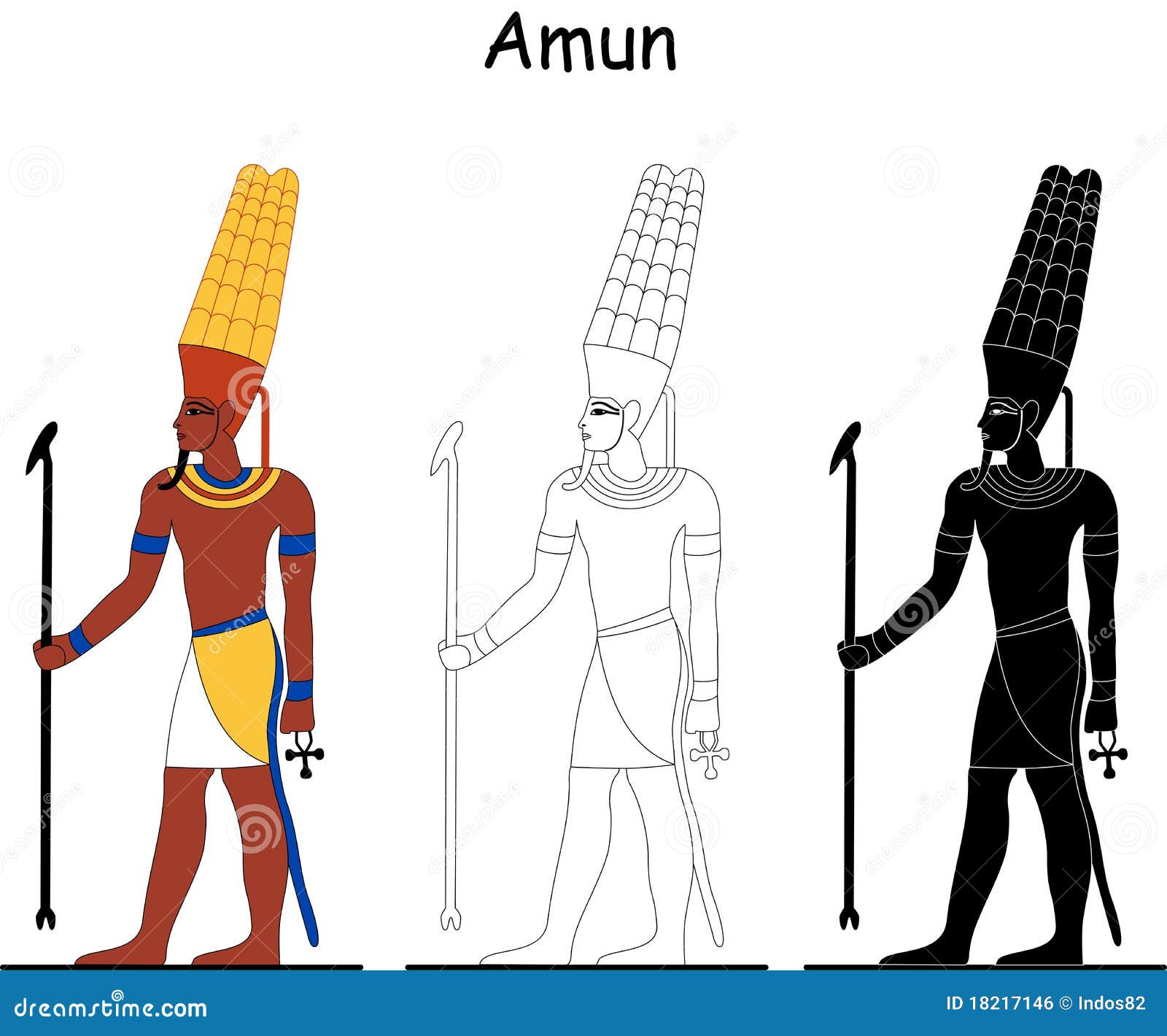 Dios Egipcio Antiguo - Amun Ilustración del Vector - Ilustración de ...