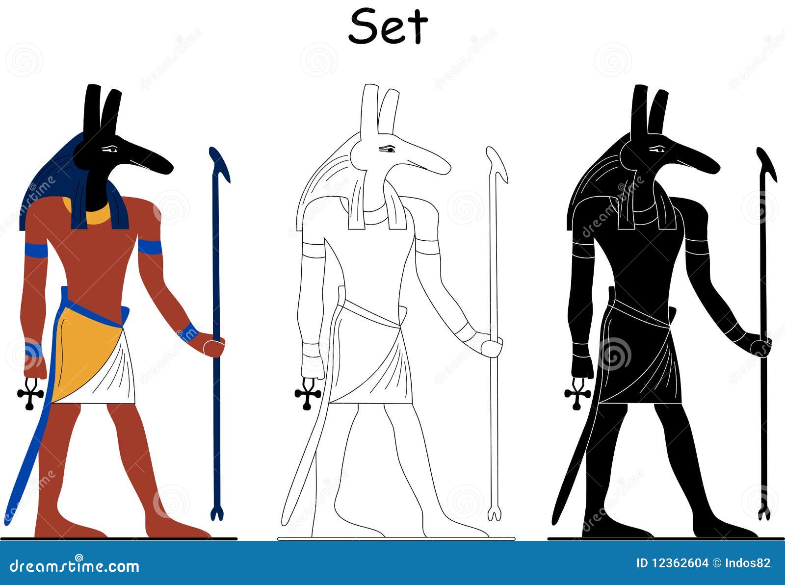 Dios Egipcio Antiguo - Conjunto Ilustración del Vector - Ilustración de ...