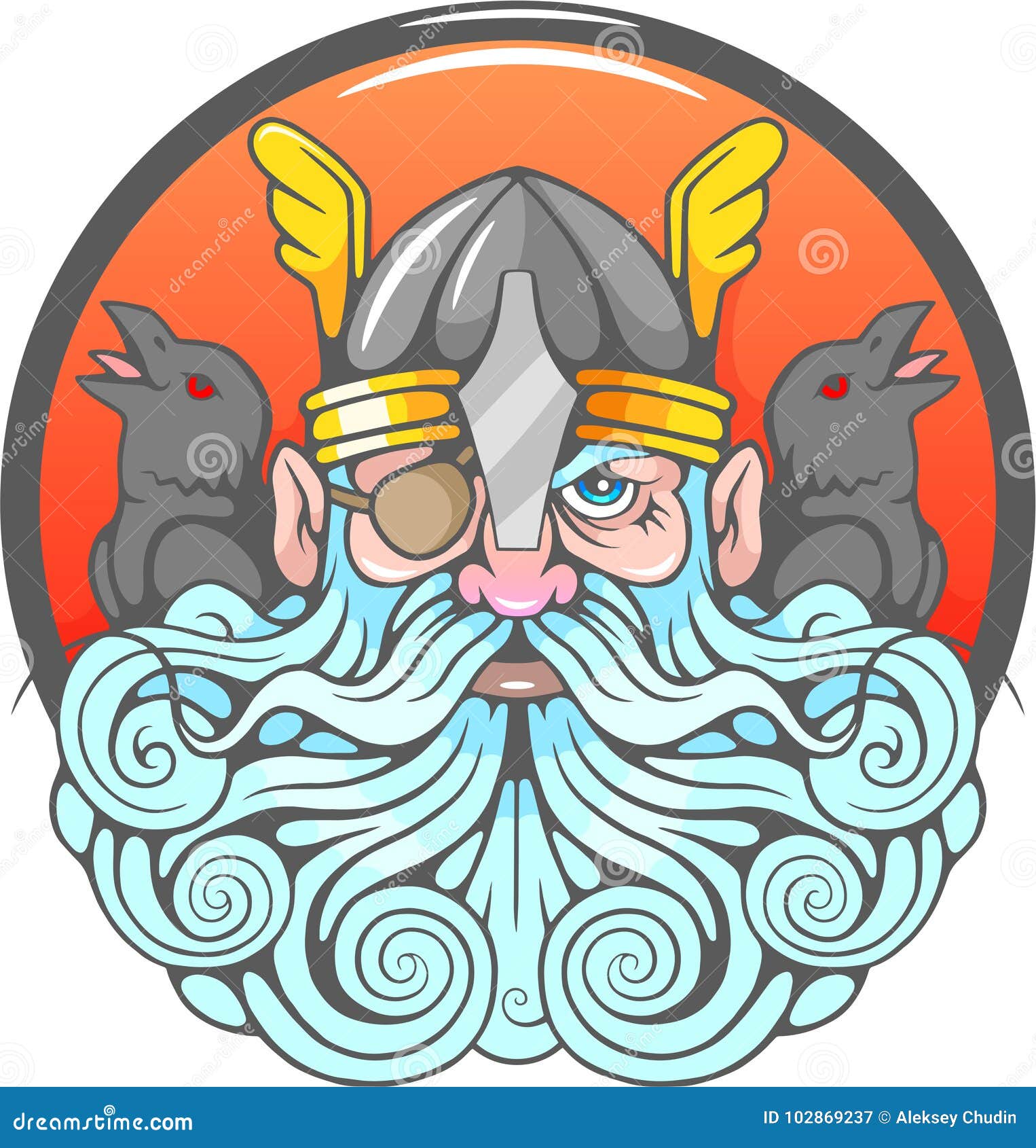 Dios Odin y el suyo ravens ilustración del vector. Ilustración de ...