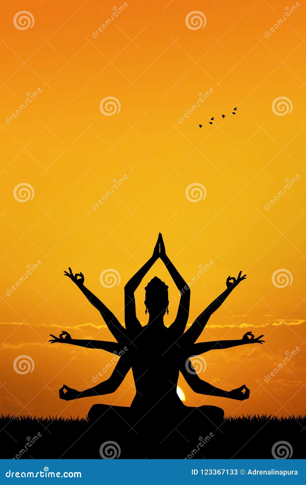 Diosa Kali En La Puesta Del Sol Stock de ilustración - Ilustración de ...