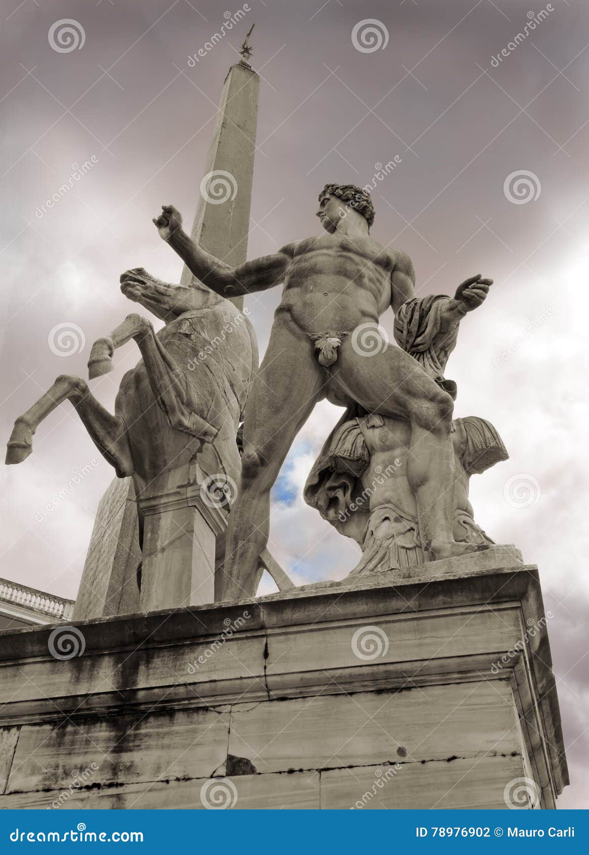 Dioscuri Statue in Rome stock photo. Image of myth, roman - 78976902