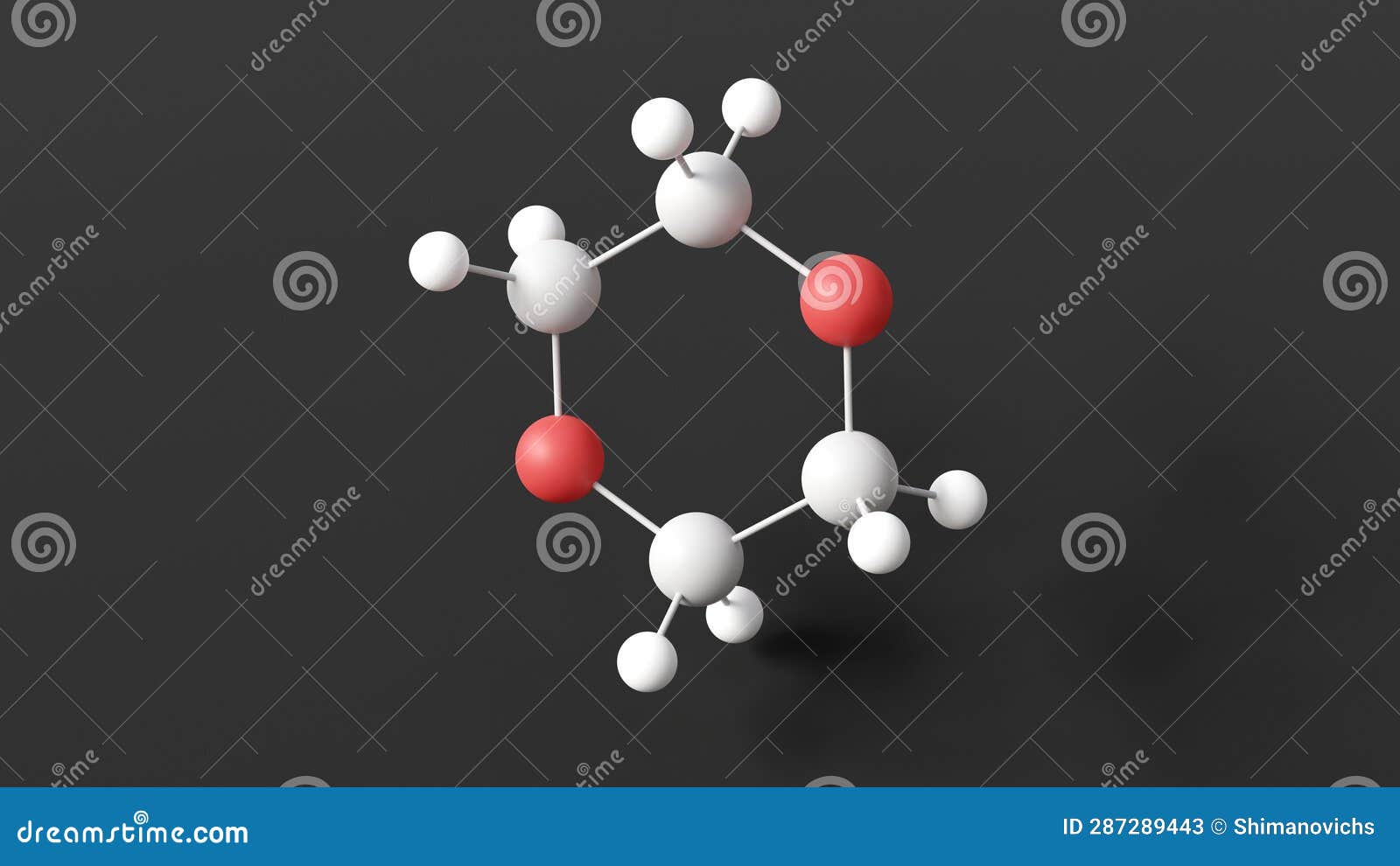 1,4-dioxane Molecule, Molecular Structure, Ether Solvents, Ball And ...