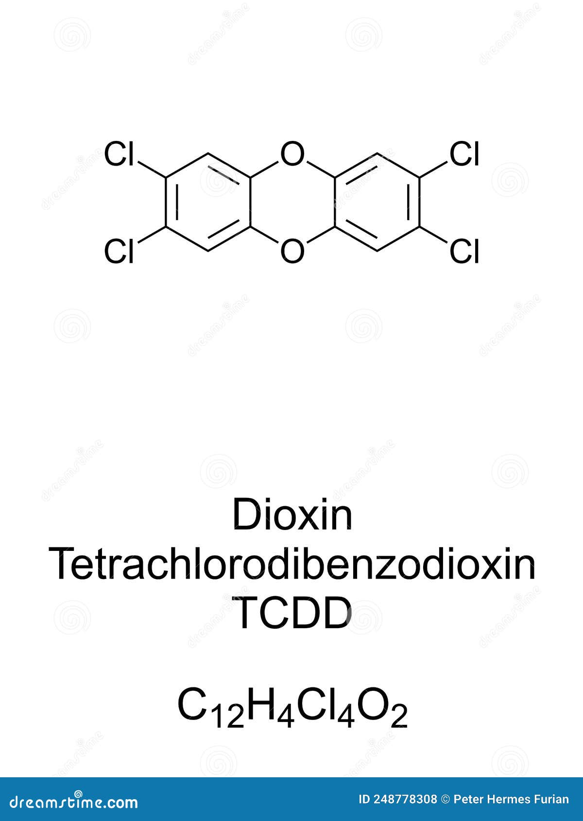 Dioxin, TCDD, Tetrachlorodibenzodioxin, Chemical Formula and Structure ...