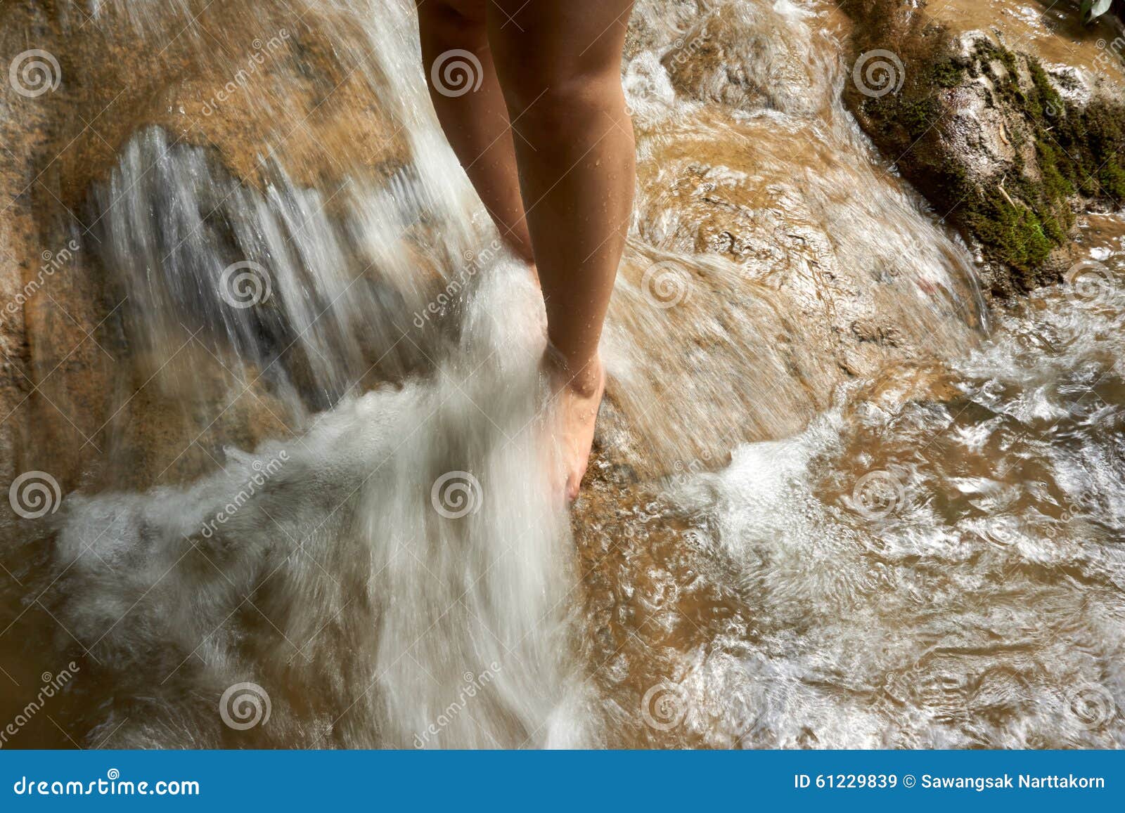 Dip foot in waterfall stock image. Image of foot, relax - 61229839