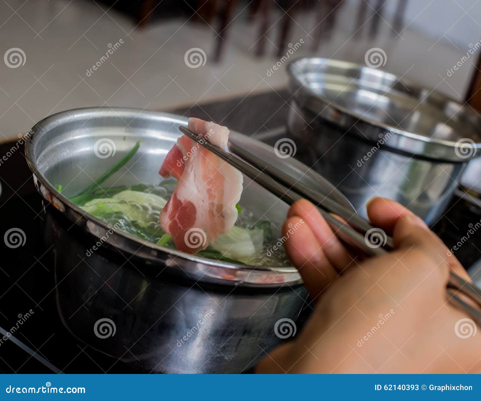 Dip sliced pork stock image. Image of lunch, cook, canteen - 62140393