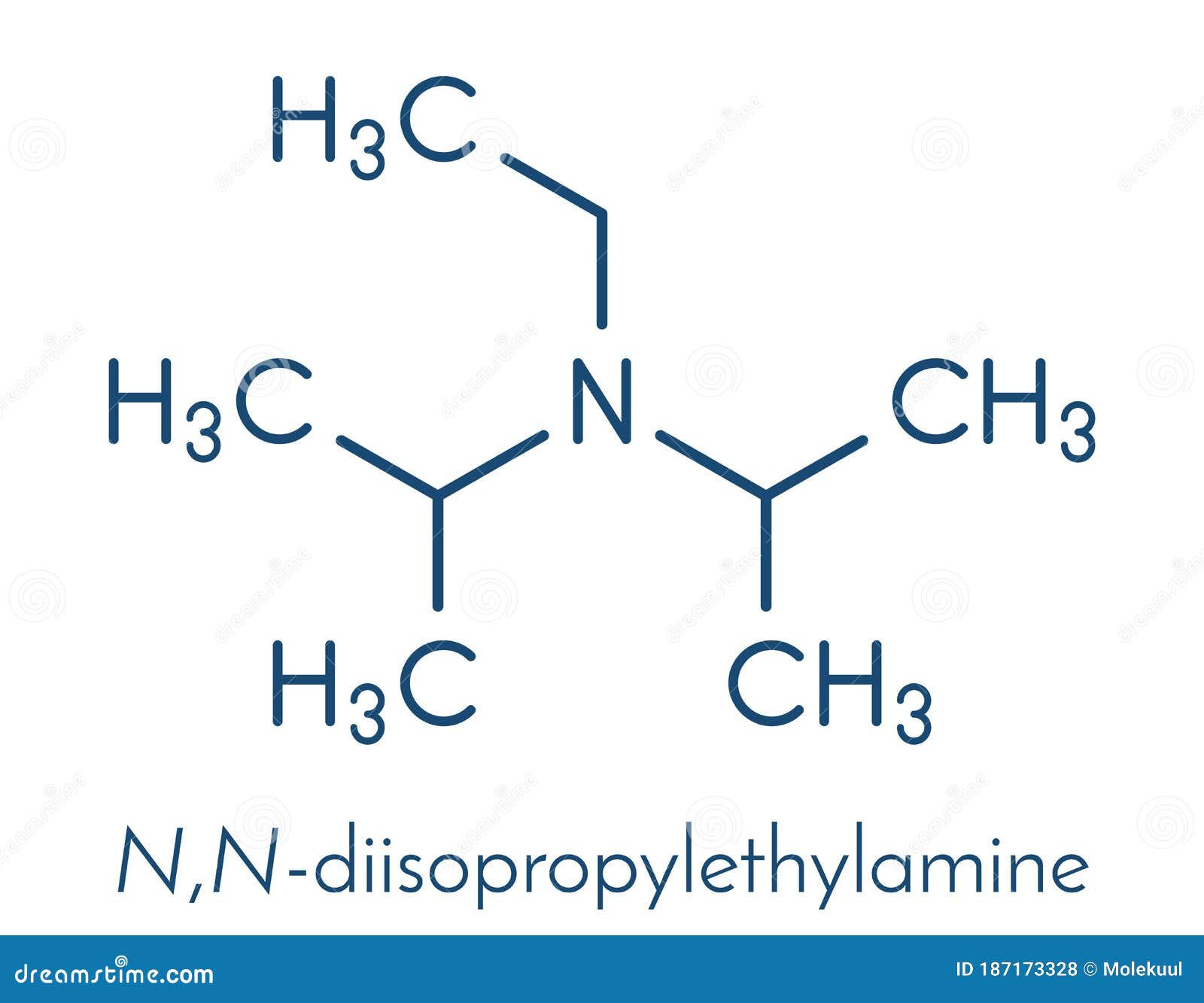 DIPEA N,N-diisopropylethylamine, Hunig`s Base Molecule. Skeletal ...