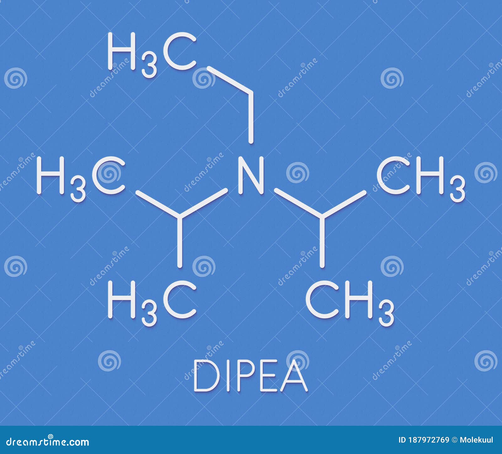 DIPEA N,N-diisopropylethylamine, Hunig`s Base Molecule. Skeletal ...
