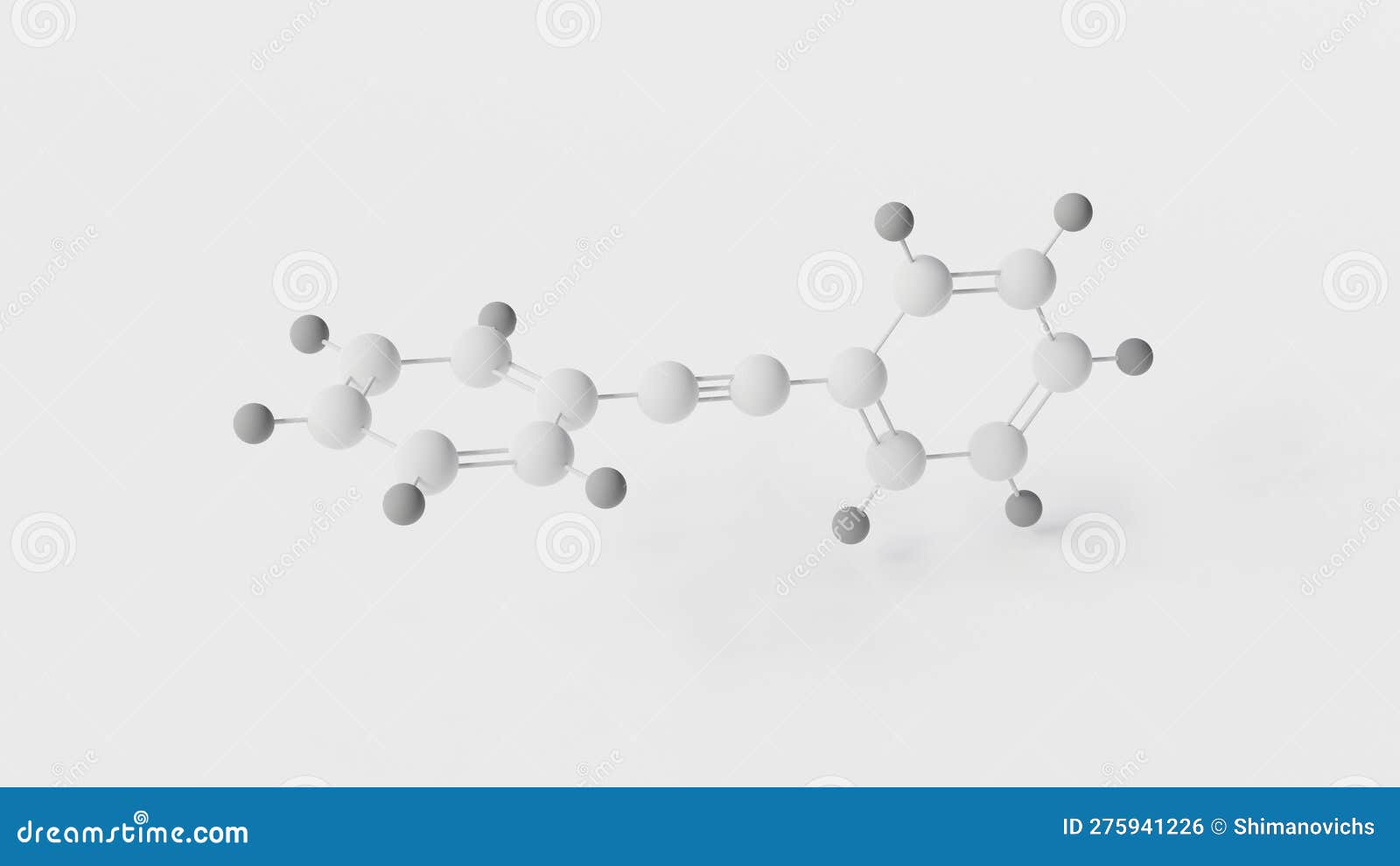 Diphenylacetylene Molecule 3d, Molecular Structure, Ball and Stick ...