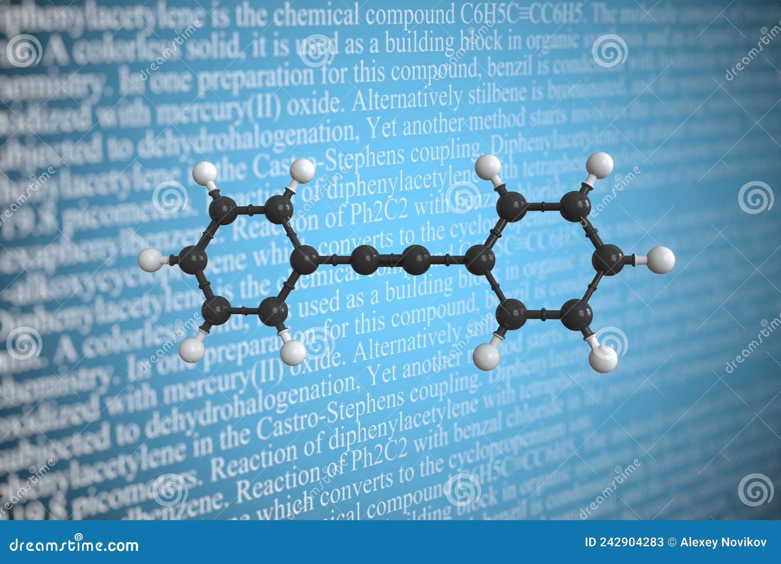 Diphenylacetylene Molecule 3d, Molecular Structure, Ball And Stick ...
