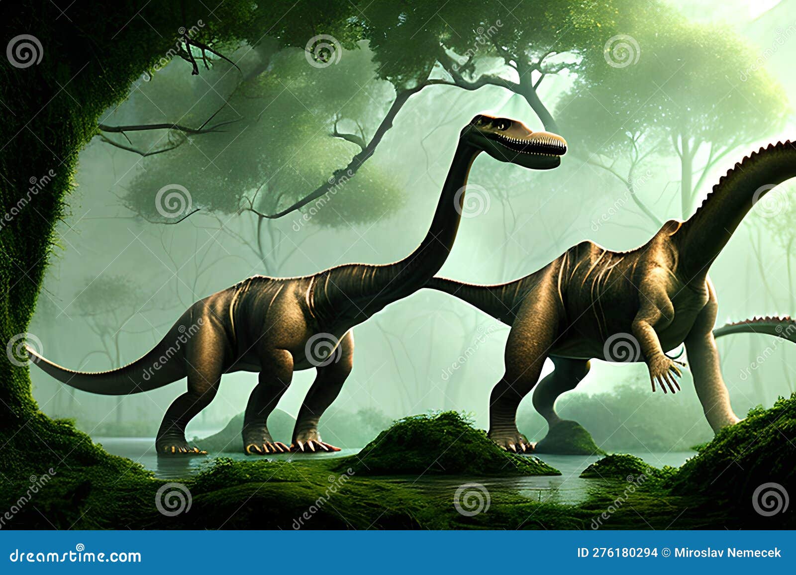 Diplodocus Dinosaur, Generative AI Illustration Stock Photo - Image of ...