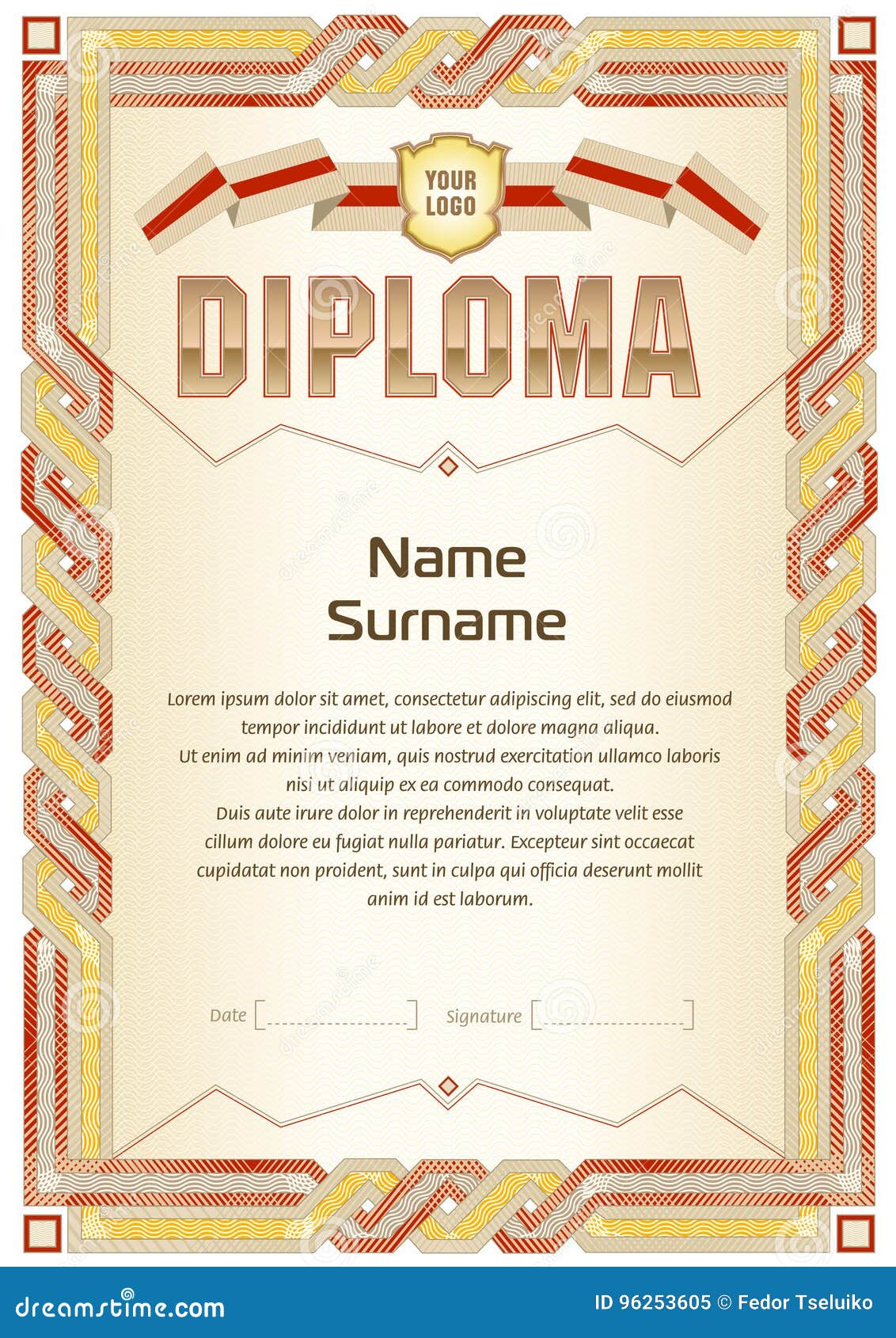 Diploma Blank Template. Polygonal Elements. Simple Design Forms Stock ...