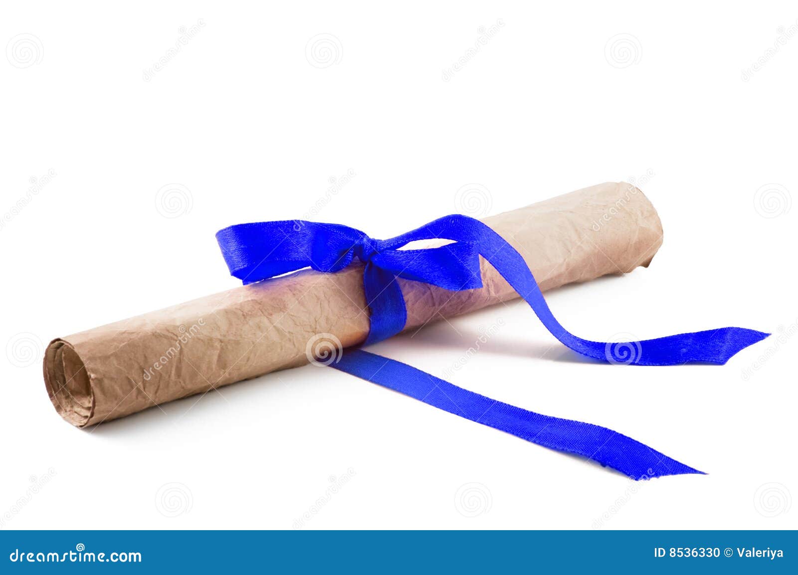 Rolled Diploma Blue Ribbon