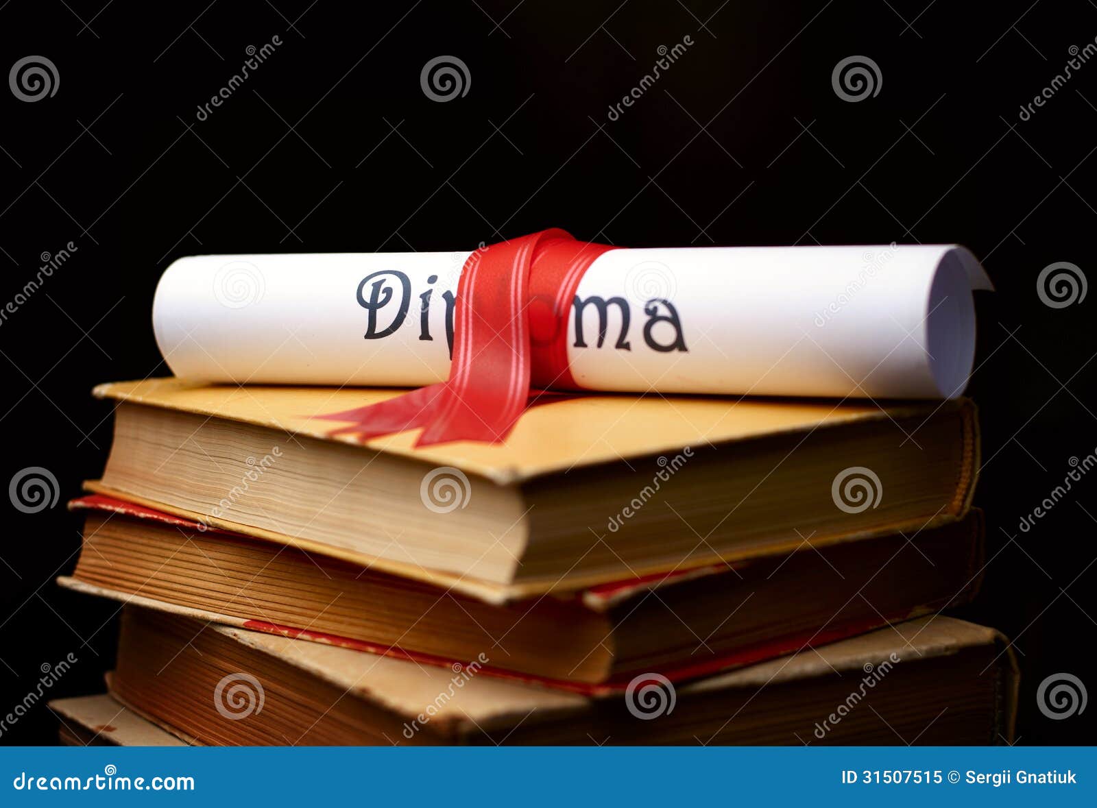 Diploma and books stock image. Image of certificate, document - 31507515