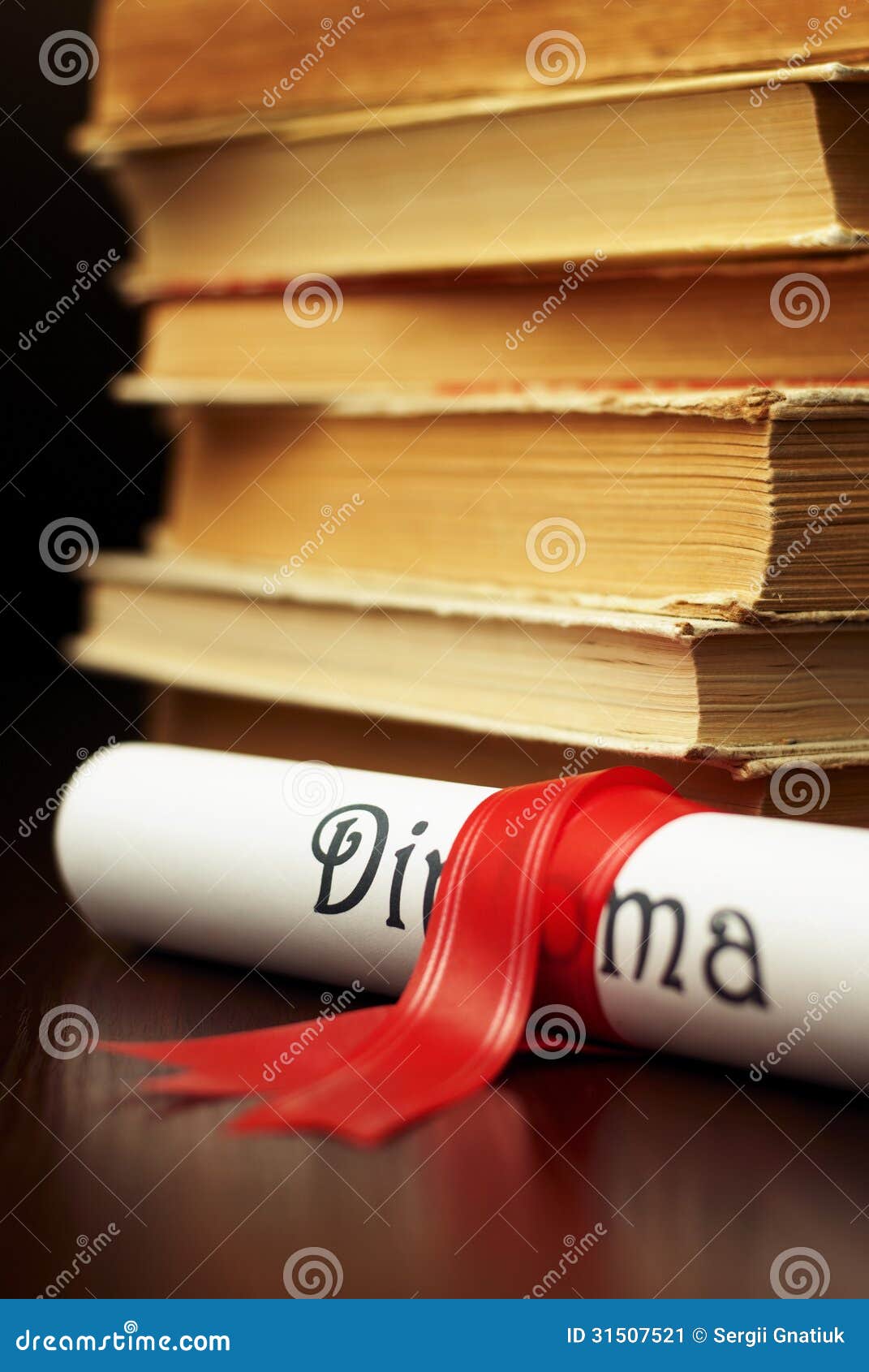 Diploma and books stock image. Image of degree, holidays - 31507521