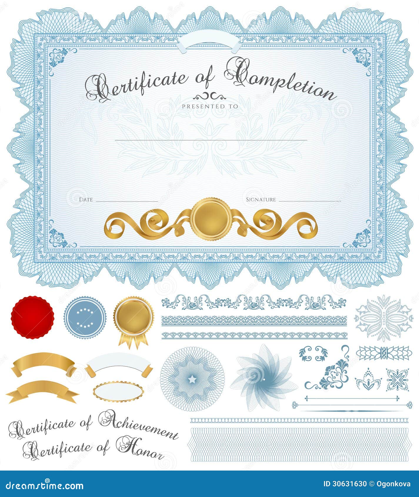 Diploma / Certificate Background With Blue Border Stock Photo - Image ...