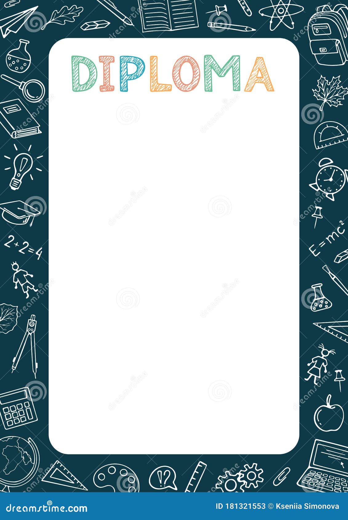 Diploma Certificate Background. Vector Elementary Kids Design Template ...