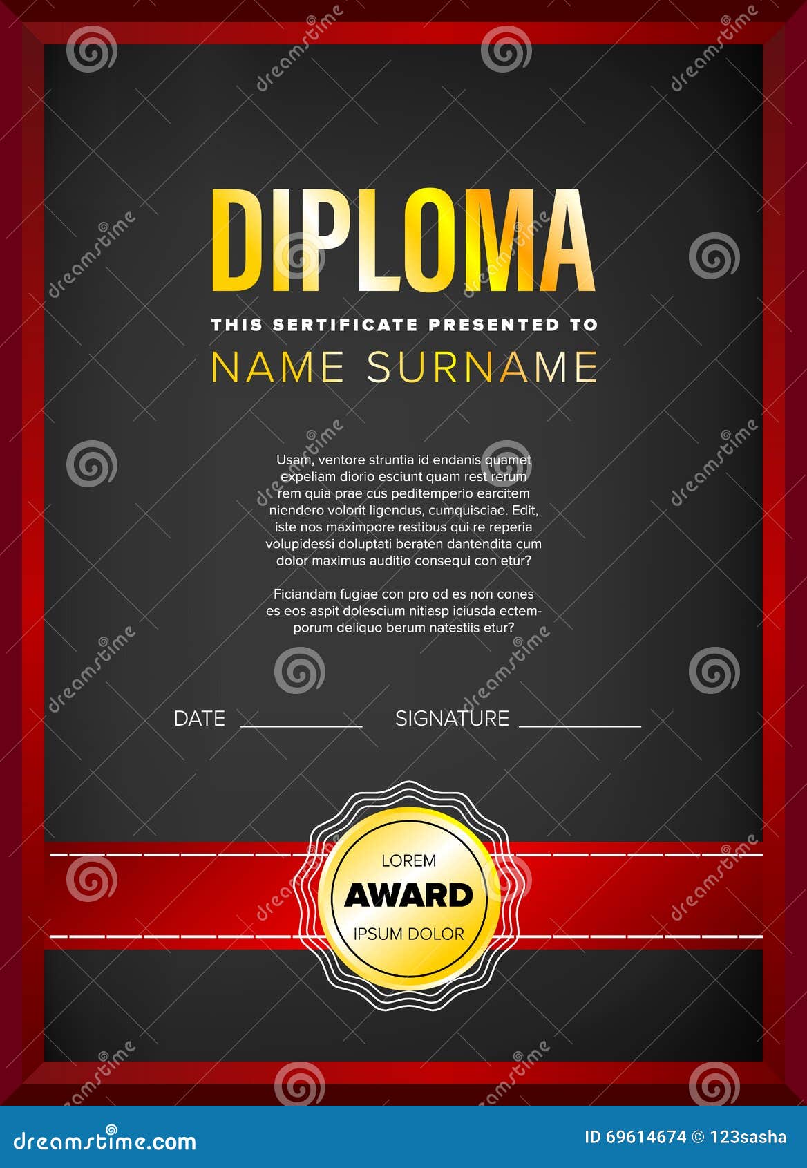 Diploma, Certificate Design Template Stock Vector - Illustration of ...