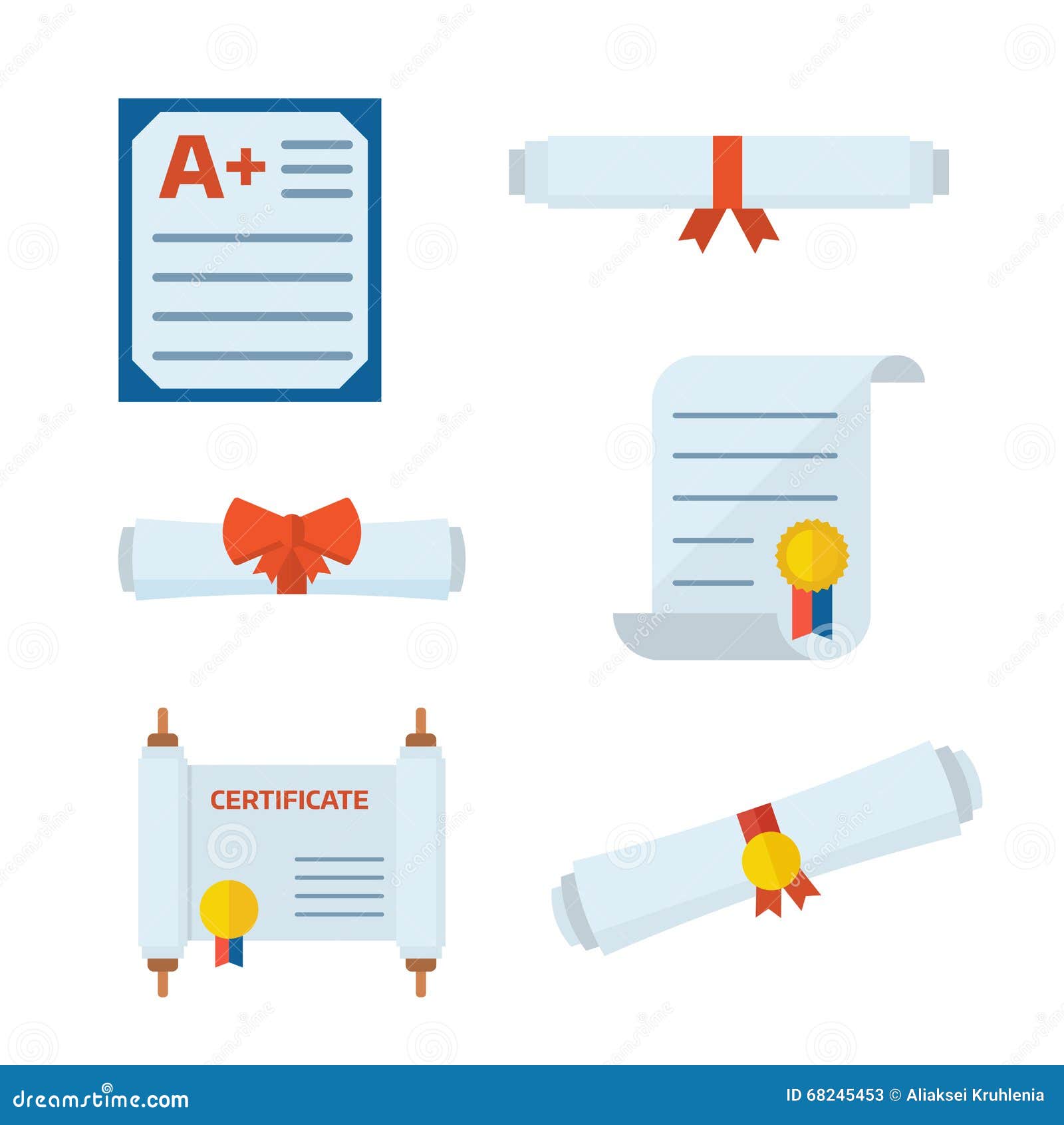 Diploma Certificate Vector Icons Stock Vector - Illustration of mark ...
