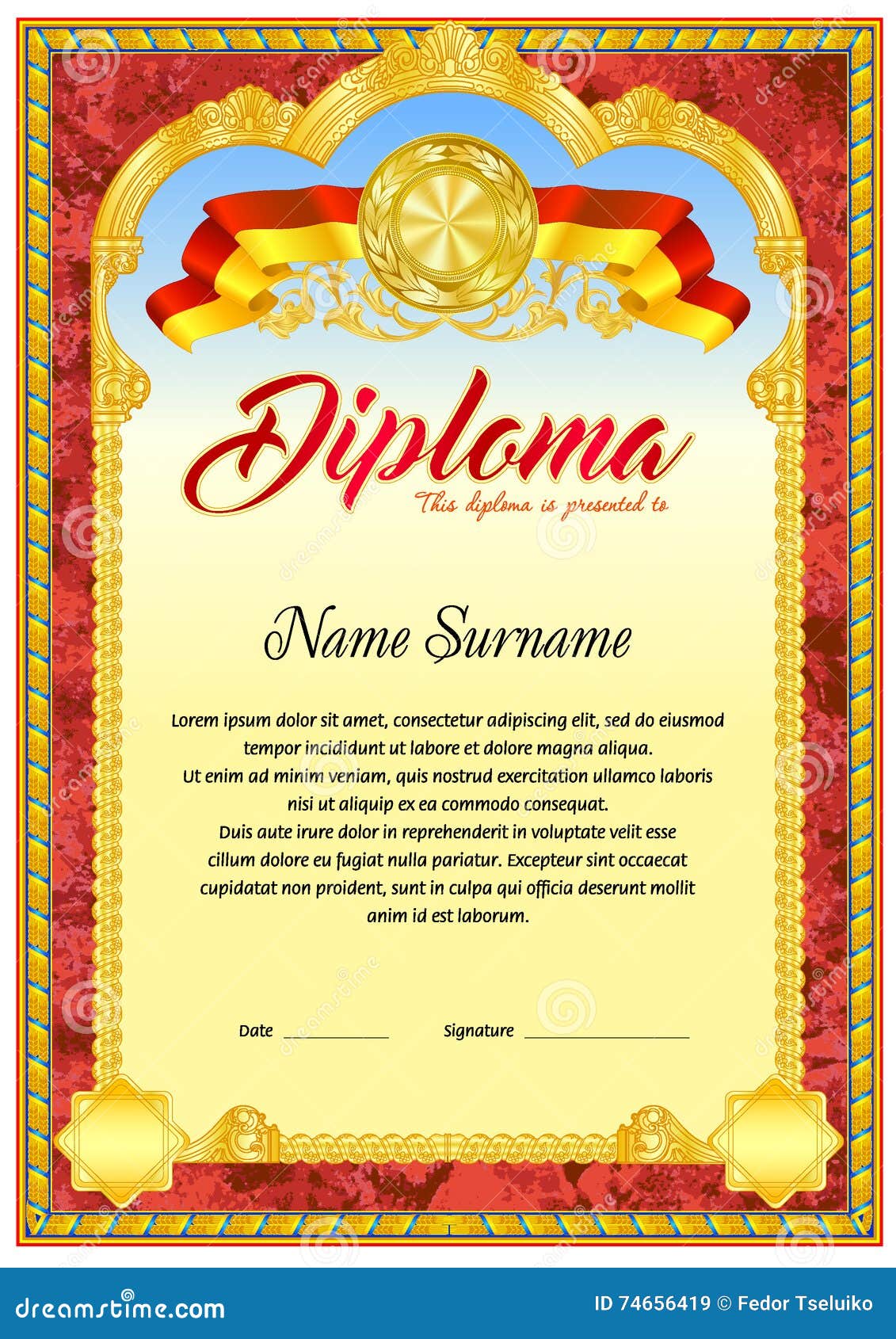 Diploma design template stock vector. Illustration of certificate ...