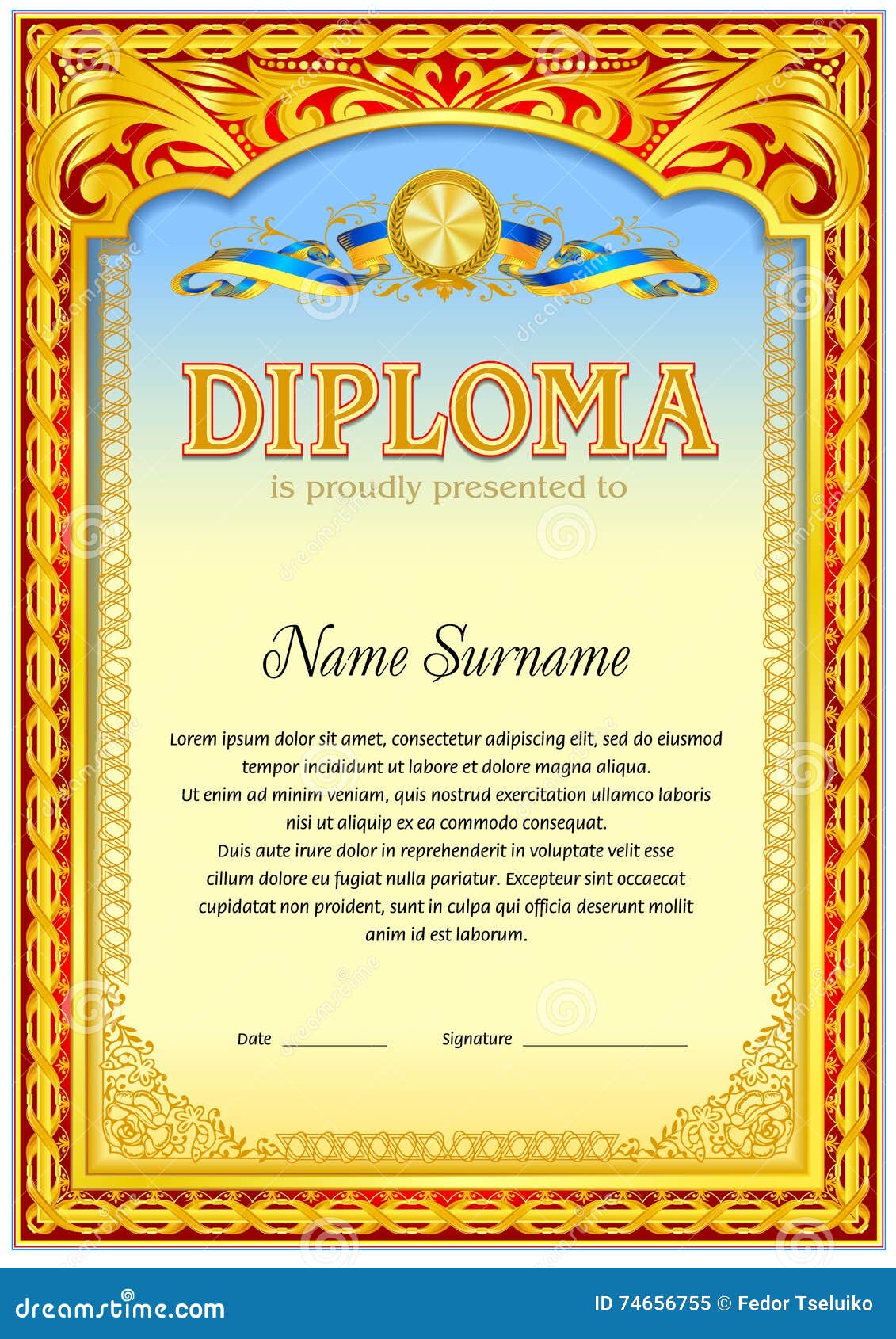 Diploma design template stock vector. Illustration of knowledge - 74656755