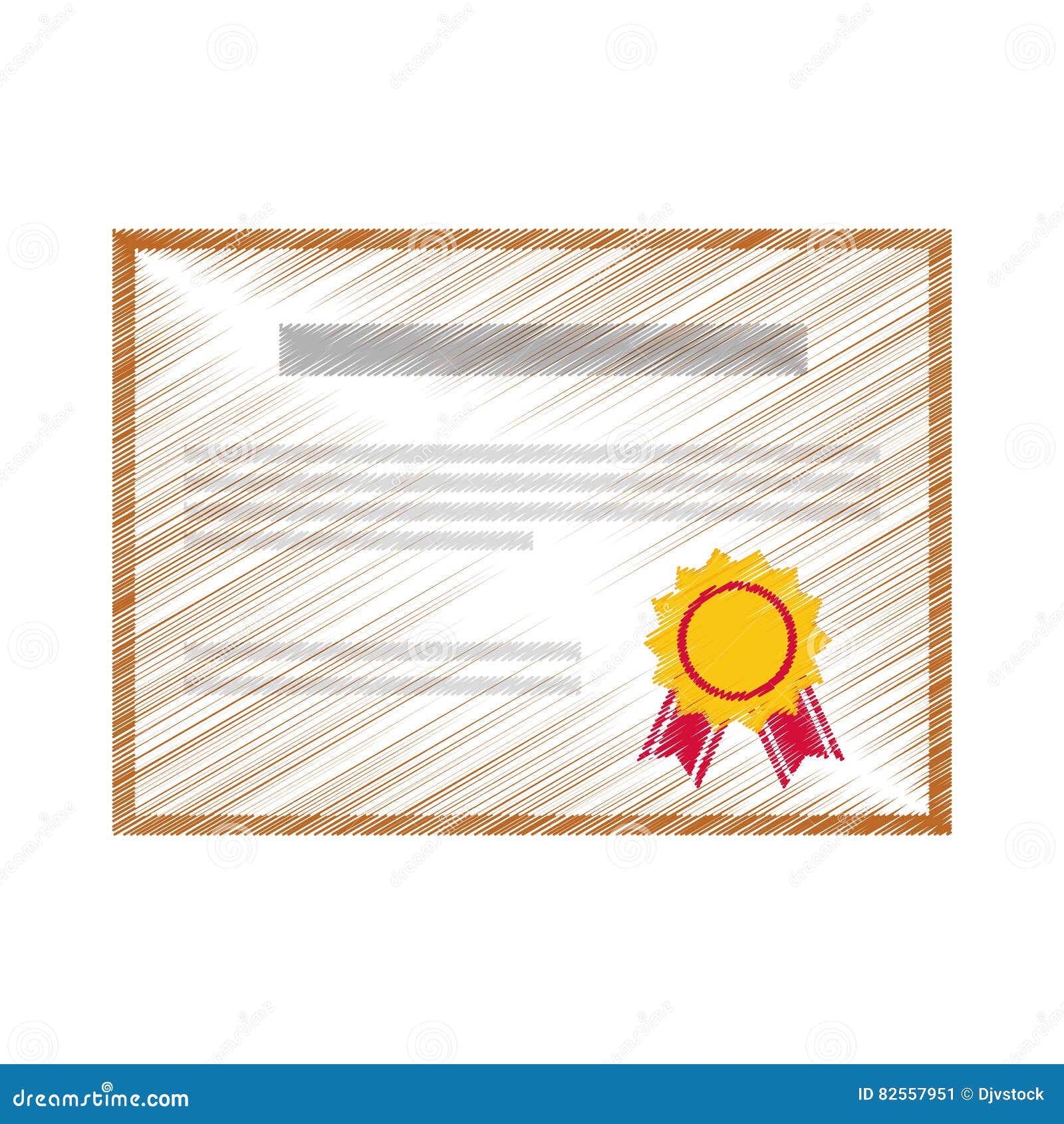 Diploma with emblem stock illustration. Illustration of doodle - 82557951